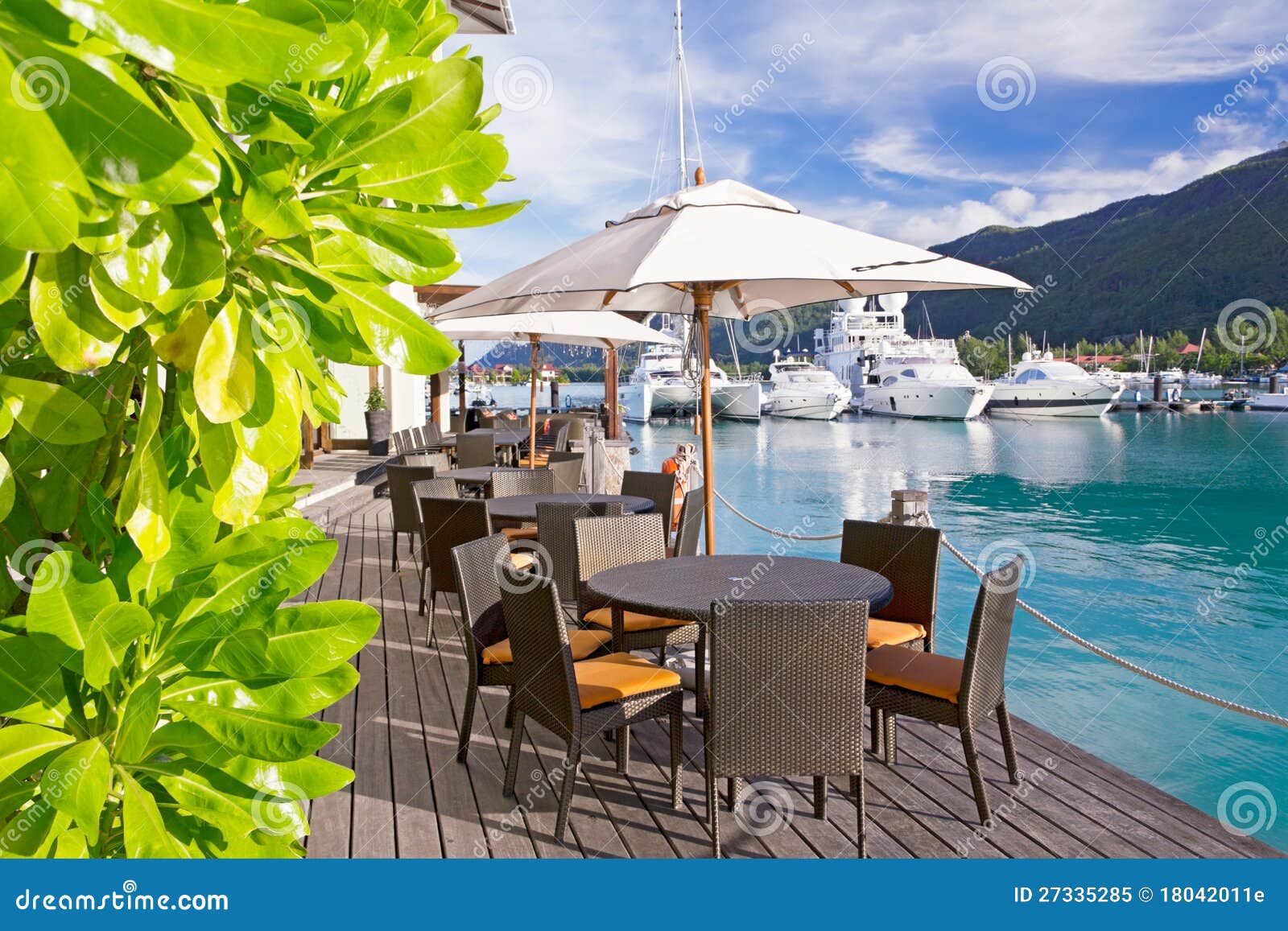 Cozy Restaurant on Decking by the Marina Stock Image - Image of marina ...