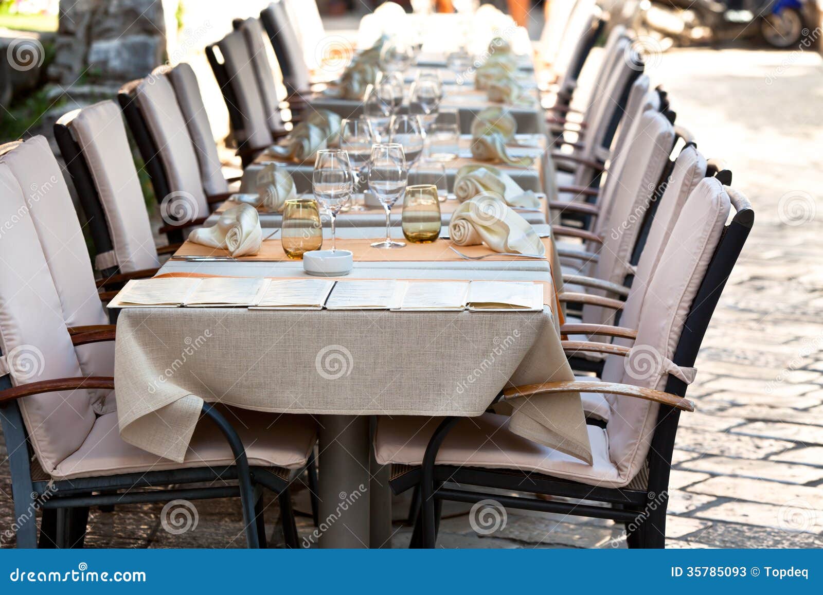 Cozy Restaurant Tables Ready for Service Stock Image - Image of modern ...