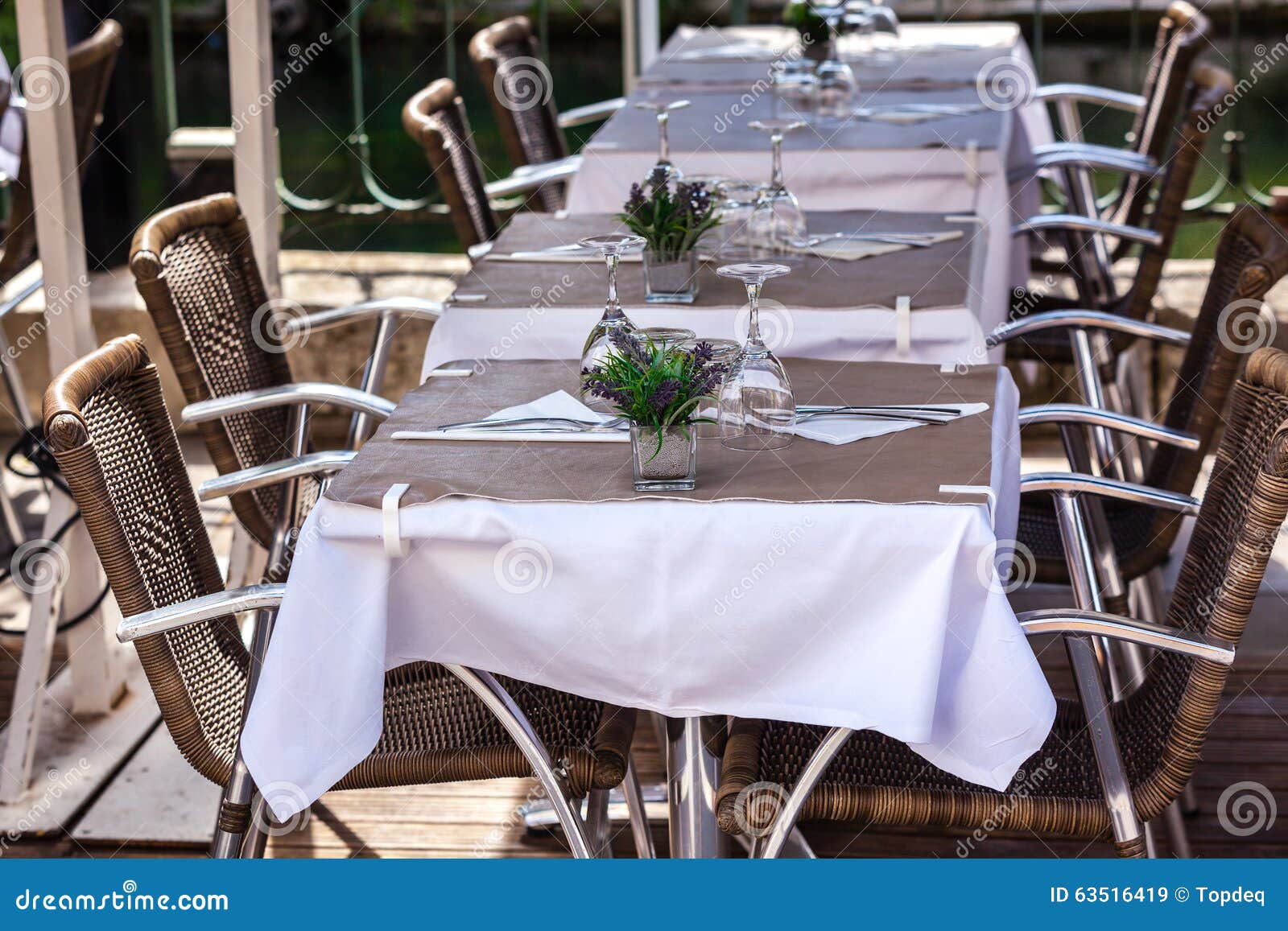 Cozy Restaurant Tables Ready for Service Stock Image - Image of objects ...