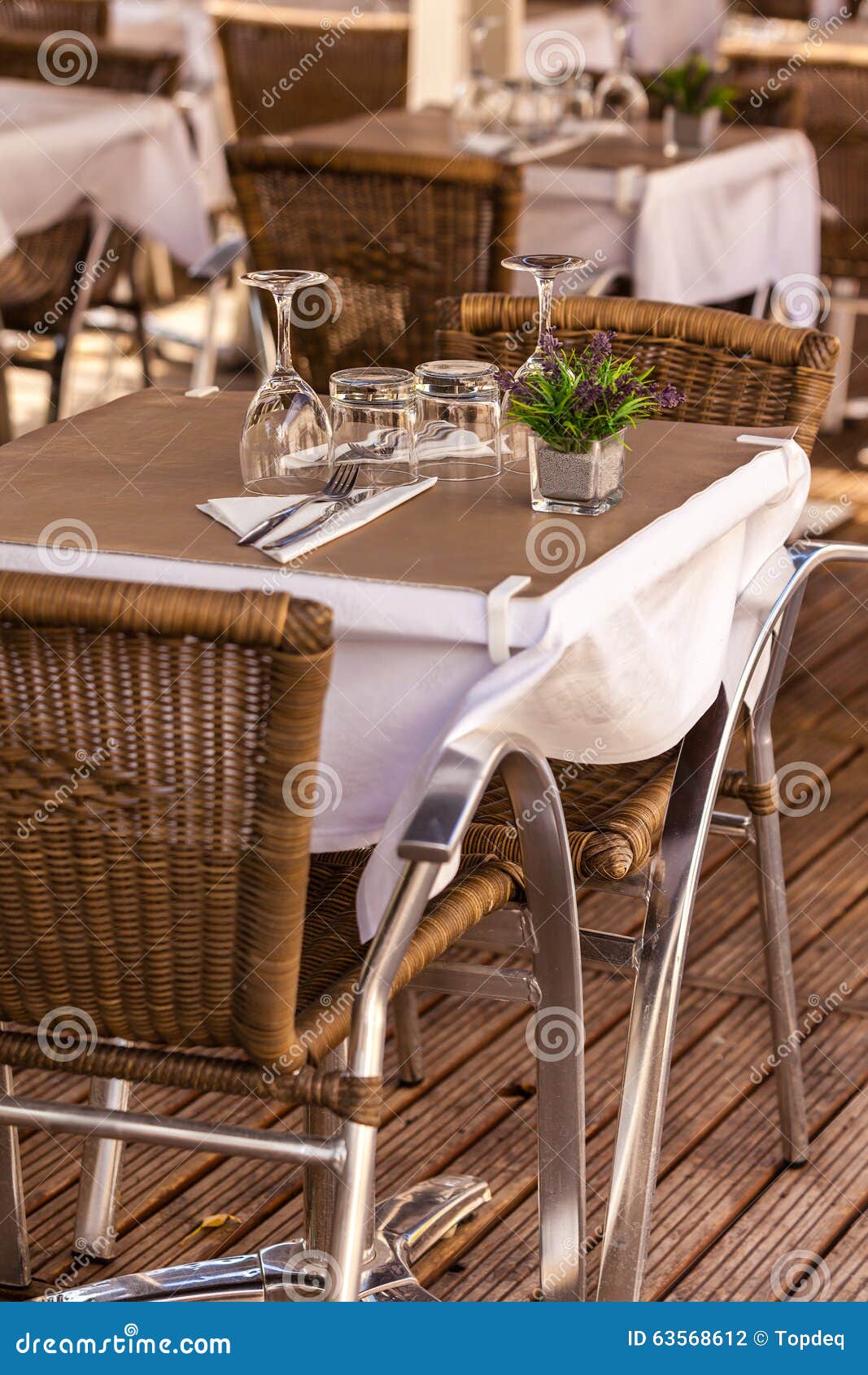 Cozy Restaurant Tables Ready for Service Stock Photo - Image of ready ...