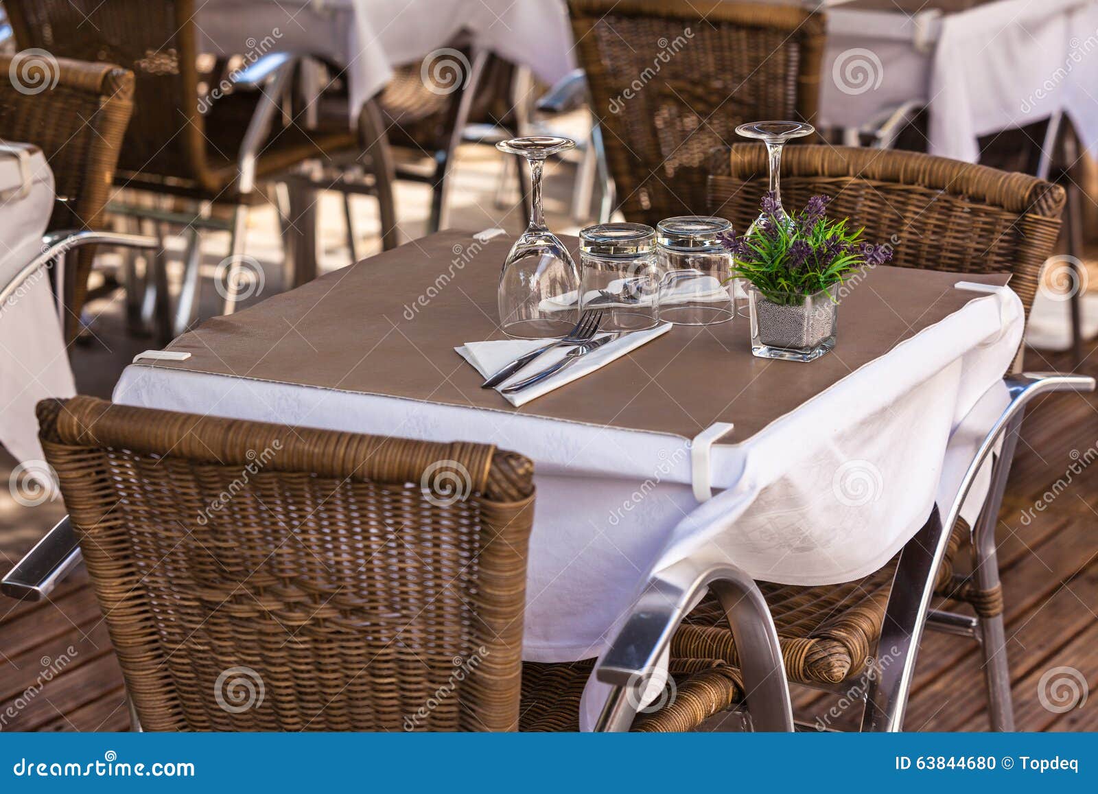 Cozy Restaurant Tables Ready for Service Stock Photo - Image of dinner ...