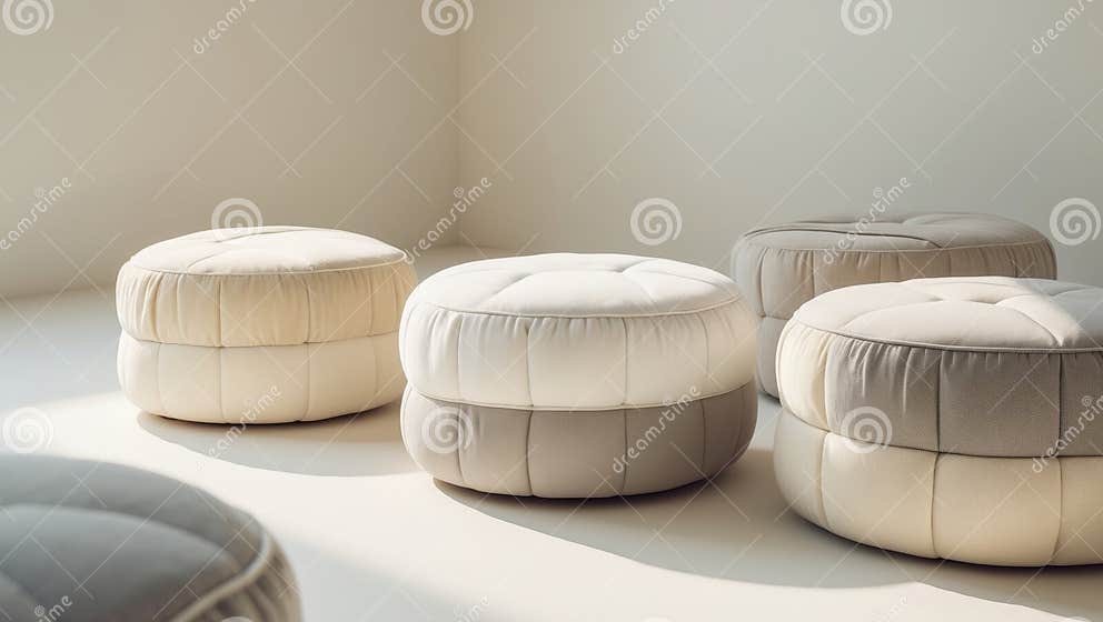 Cozy Round Stools in Soft Textures and Light Colors. Stock Image ...