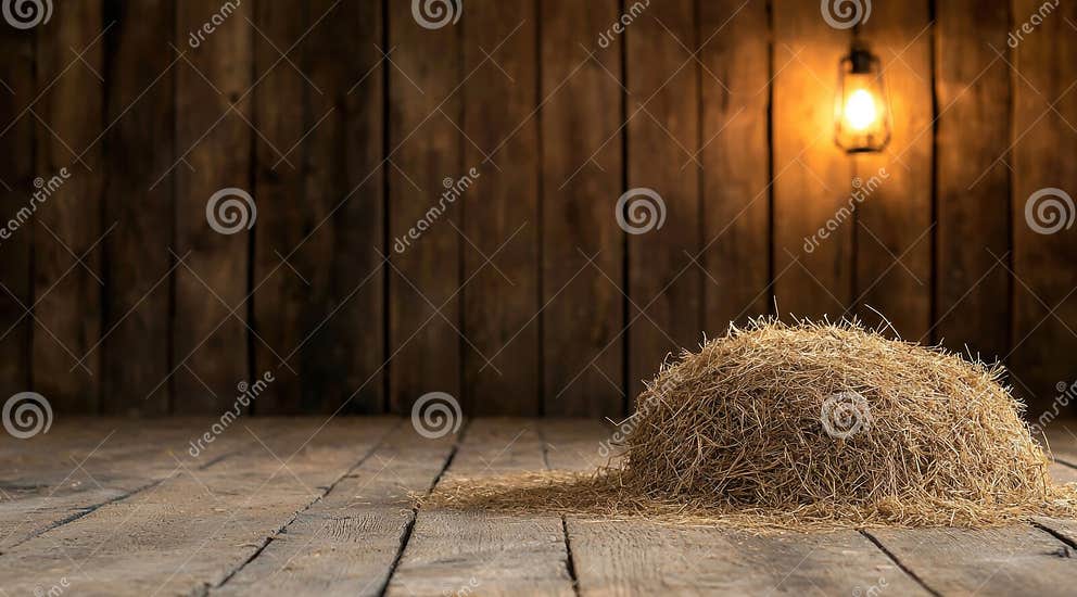 Cozy Rustic Barn Interior with Hay Bale Stock Illustration ...