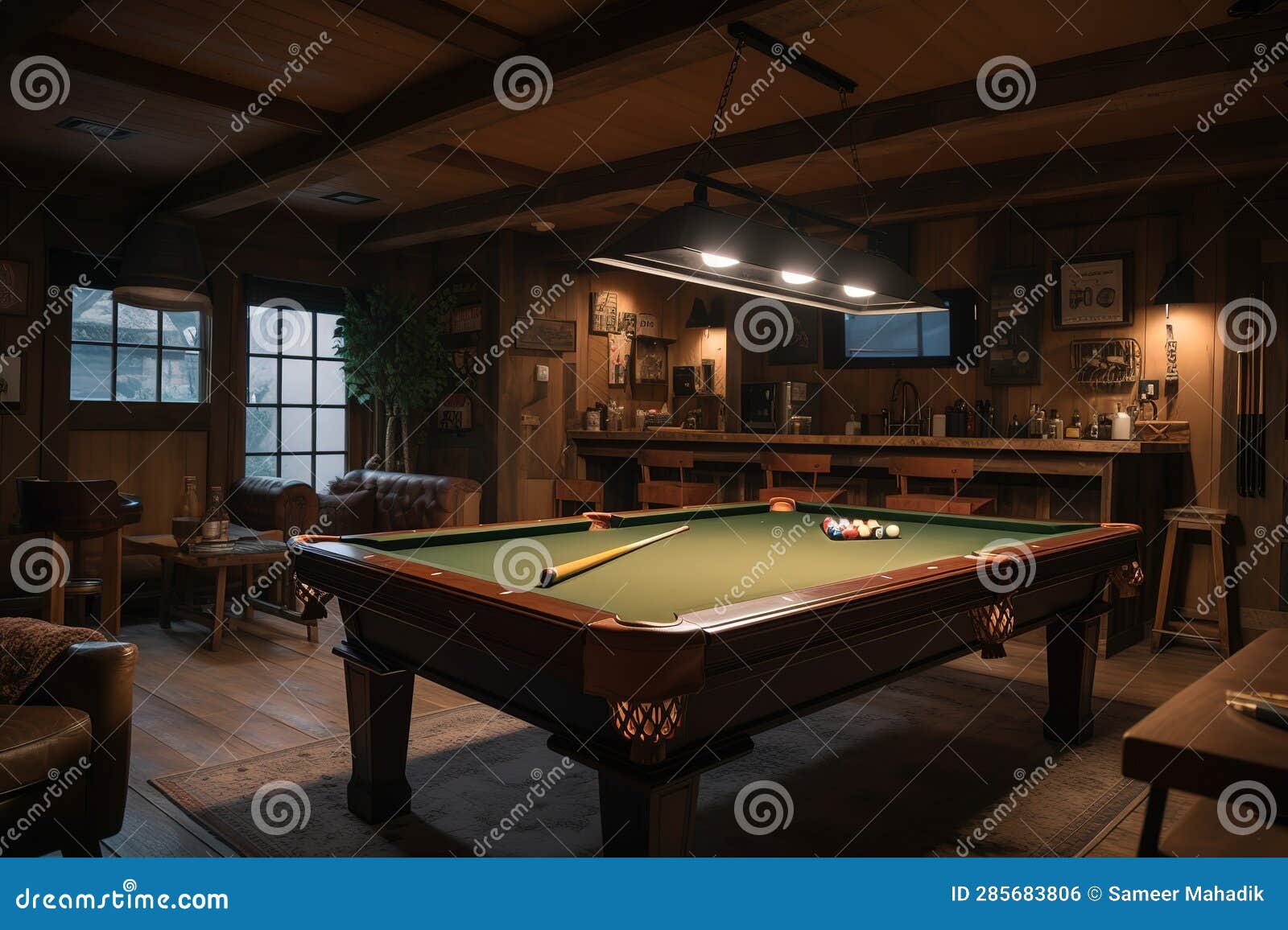 A Cozy and Rustic Cabin-style Game Room. Generative AI Stock ...