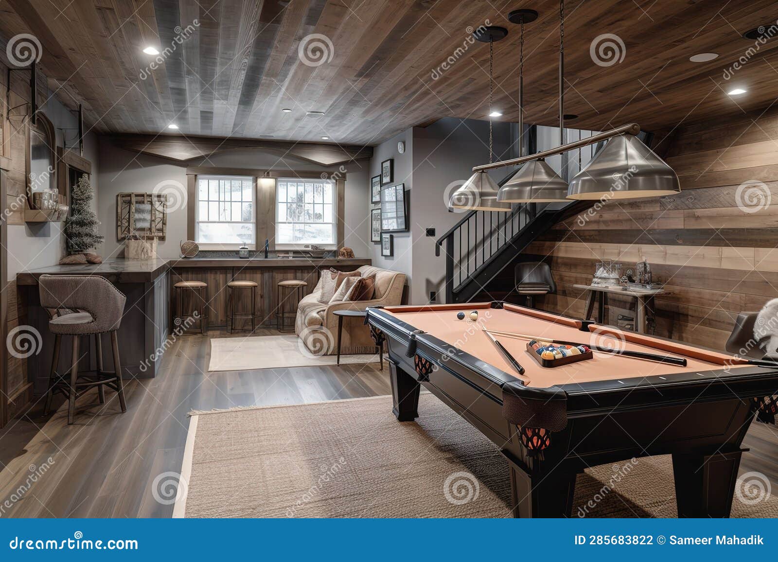 A Cozy and Rustic Cabin-style Game Room. Generative AI Stock ...
