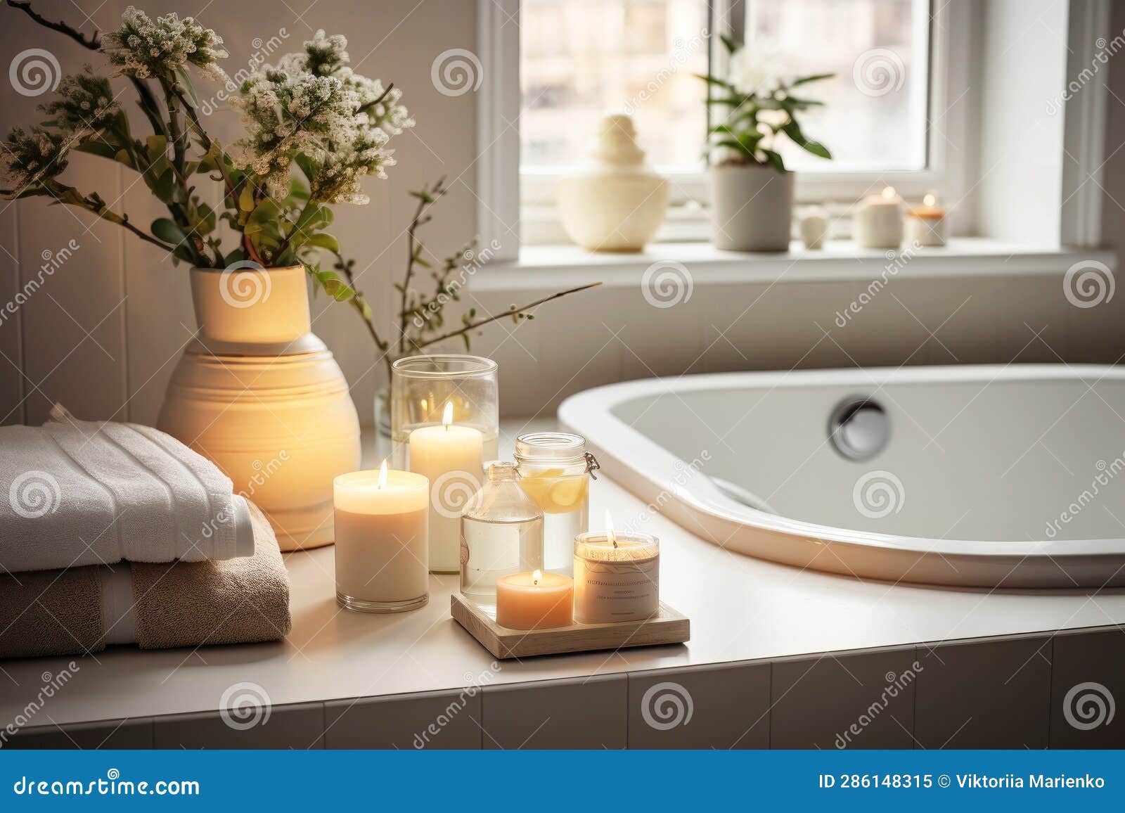 Cozy Scandinavian Lifestyle: Tiled Bath Stock Illustration ...