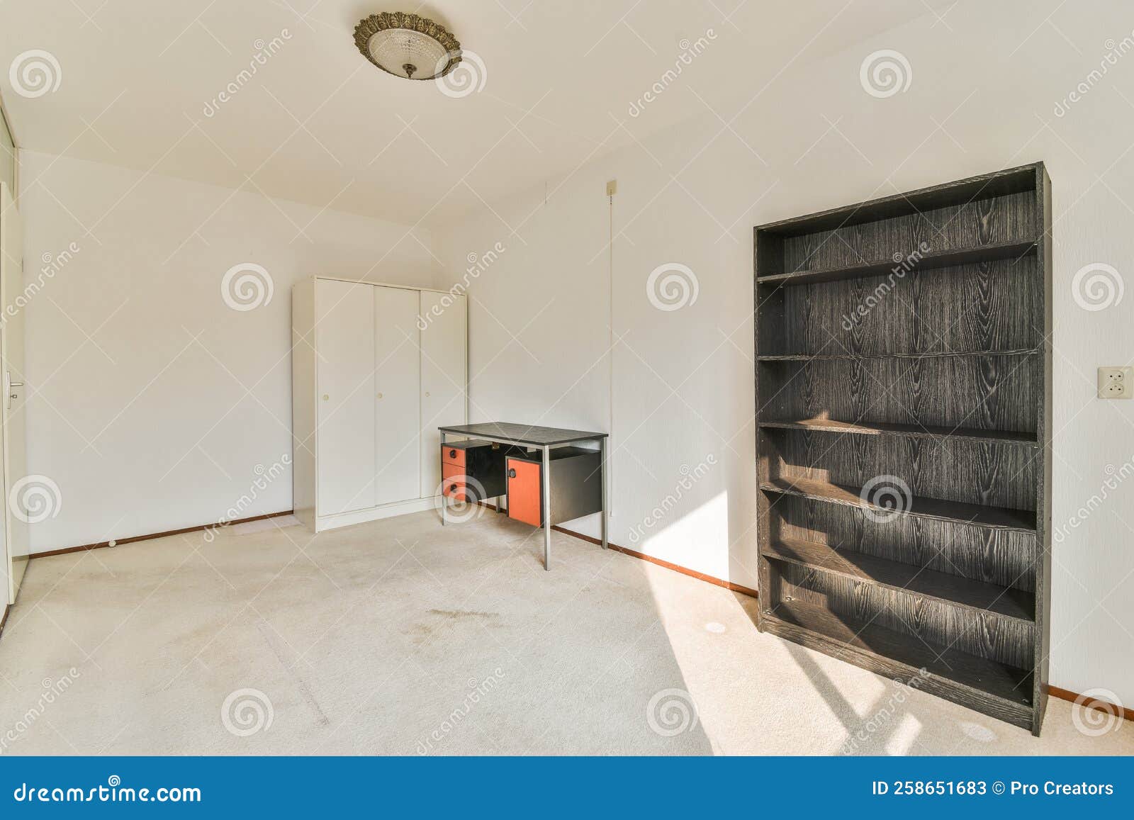Empty Room with Window and Cupboard Stock Image - Image of inside, room ...