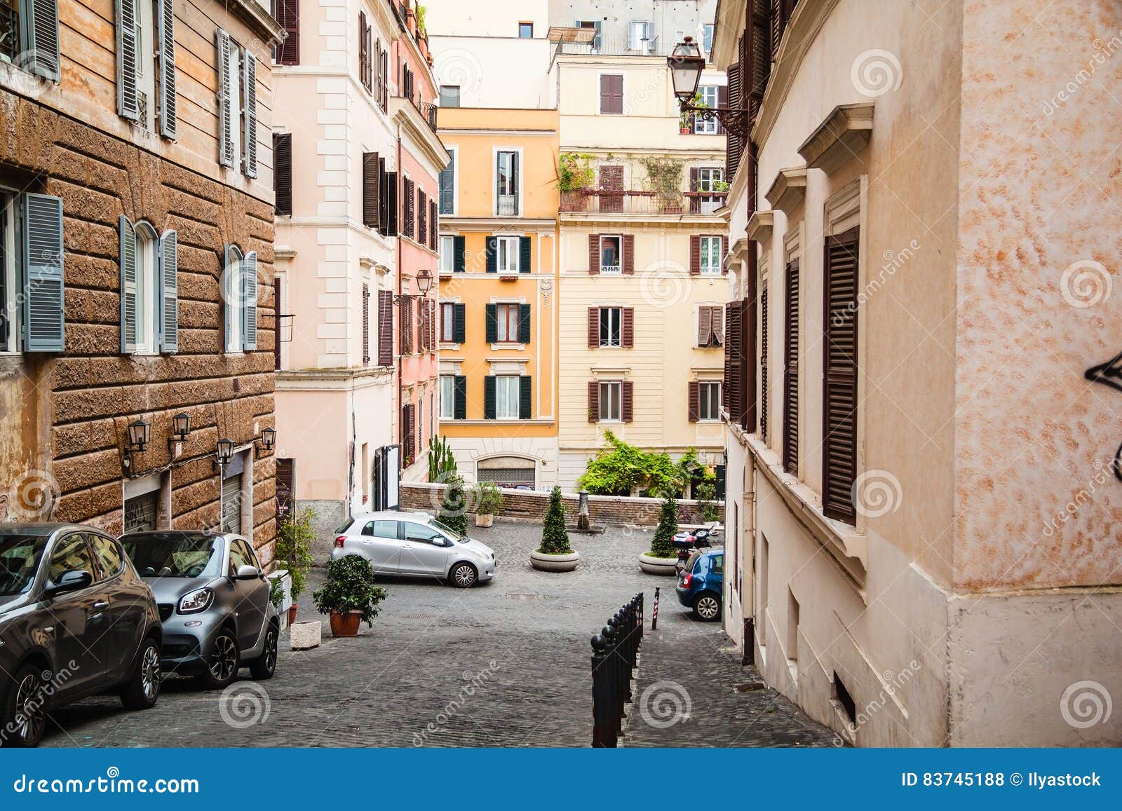 Cozy street in Rome, Italy stock photo. Image of house - 83745188