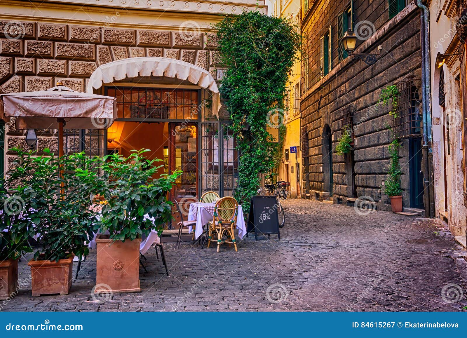 Cozy street in Rome, Italy stock image. Image of italian - 84615267