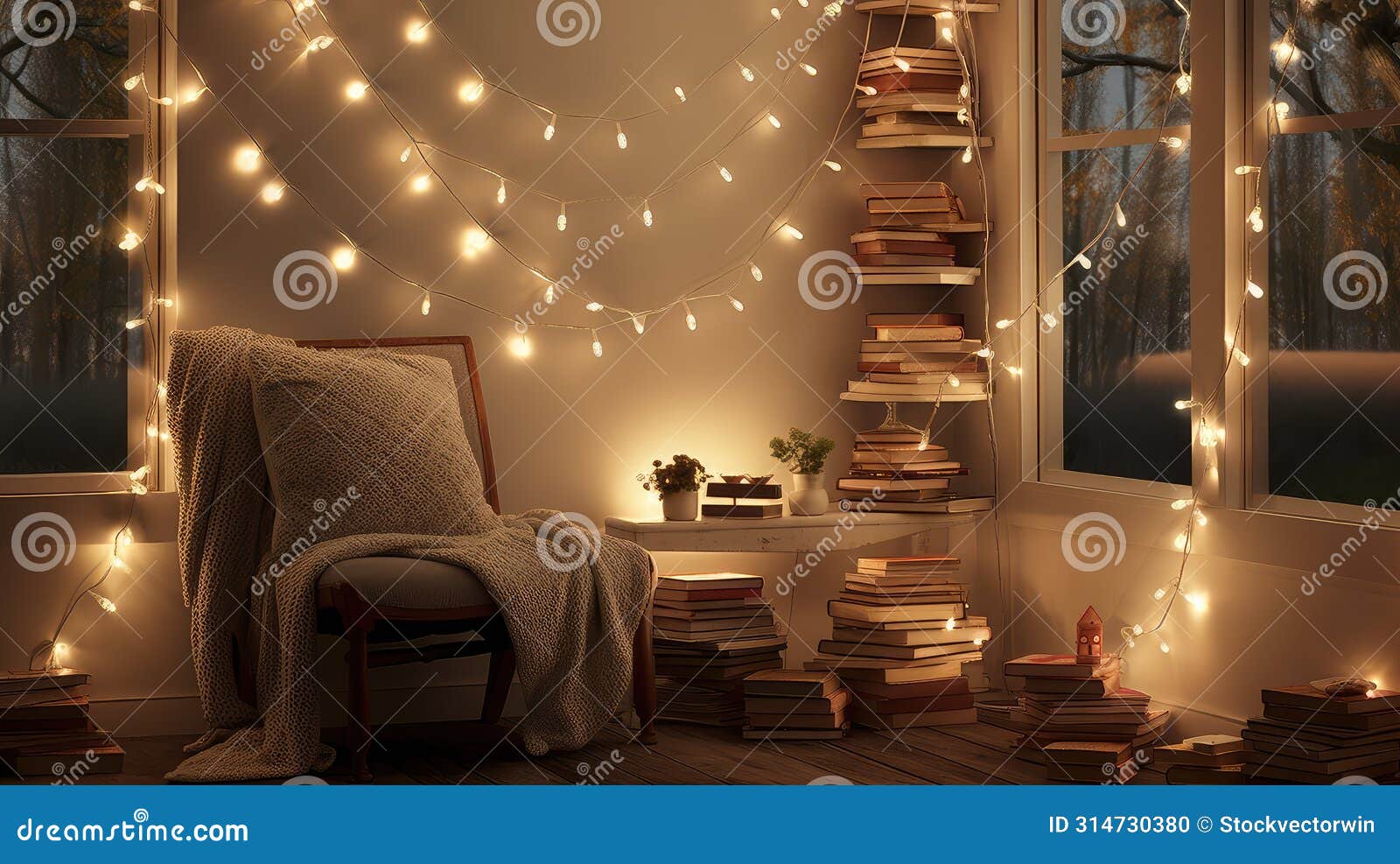 Cozy string lights frame stock illustration. Illustration of ...