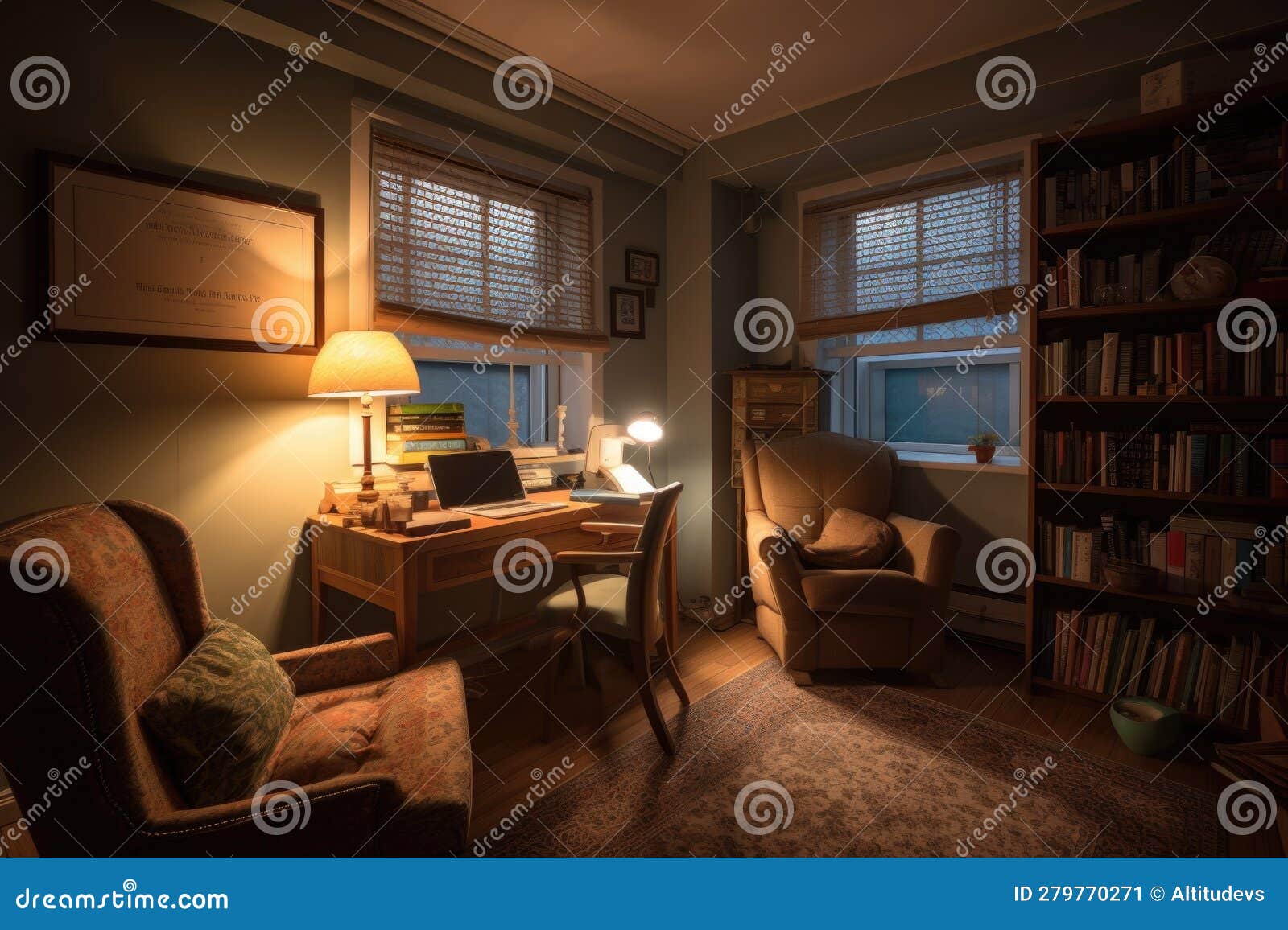 Cozy Study with Soft Lighting and Comfy Chair for Optimal Learning ...