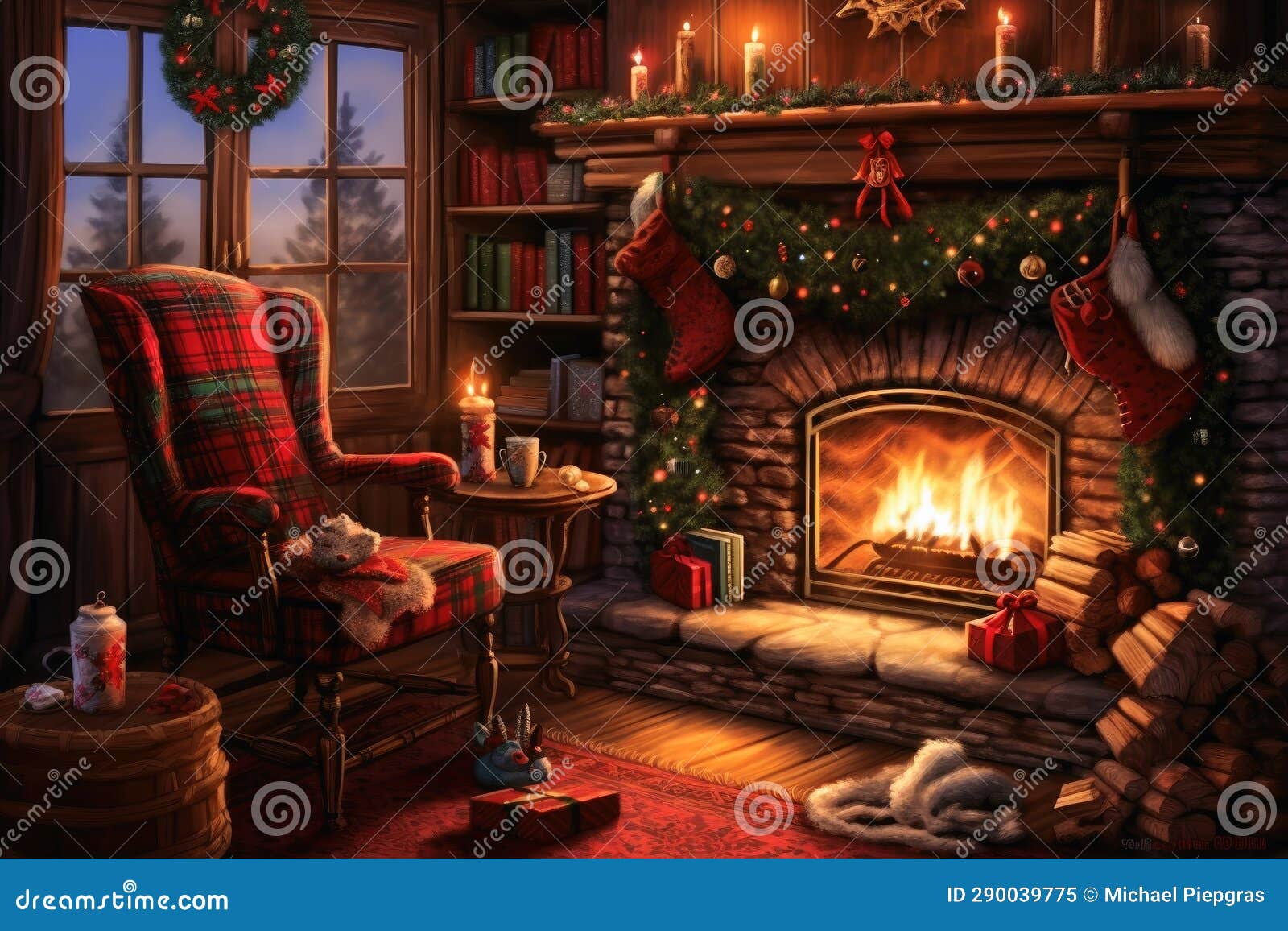 A Cozy and Warm Christmas Wallpaper Stock Image - Image of holiday ...
