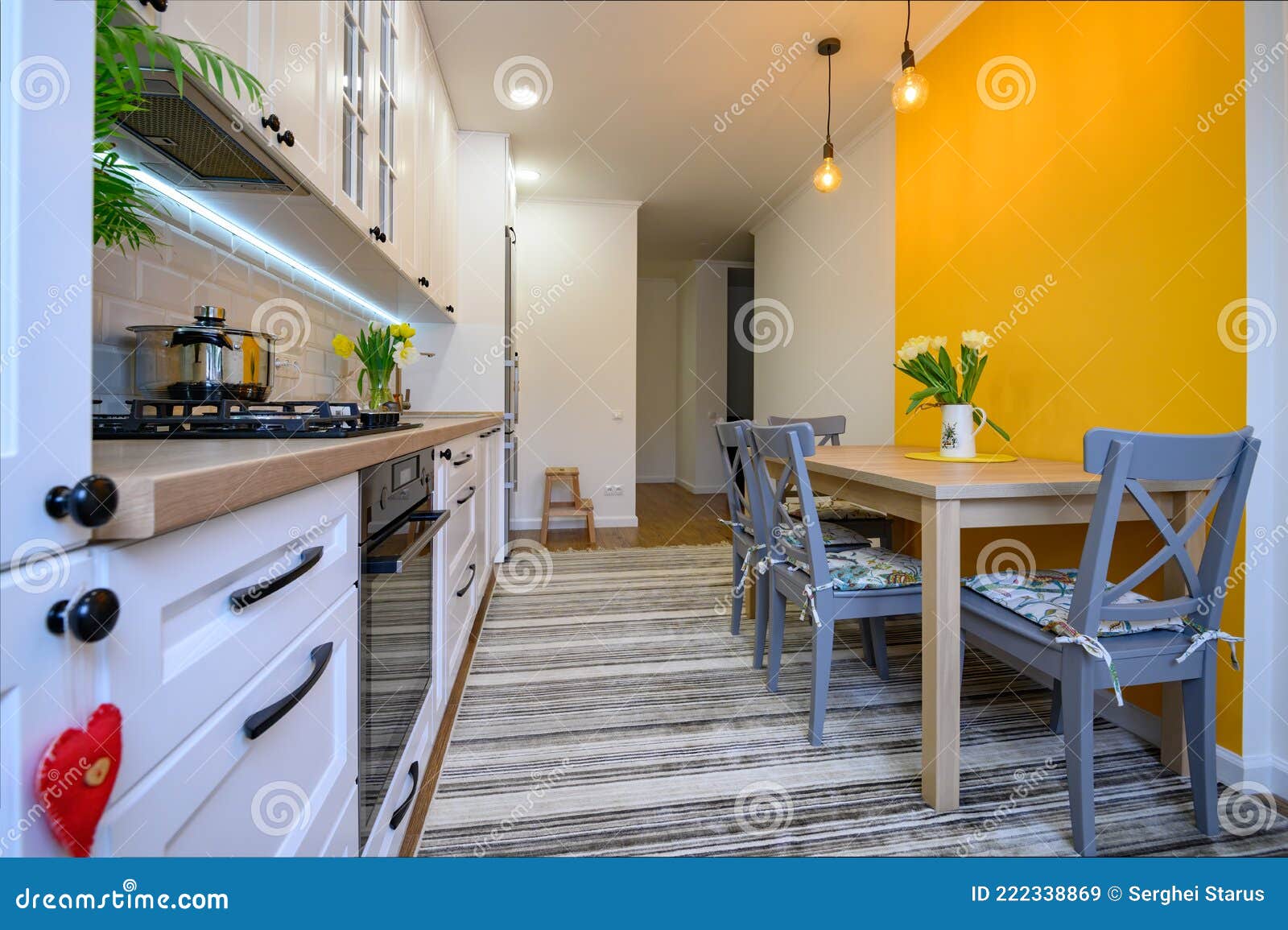 Cozy Modern Well Designed Kitchen Interior Stock Image - Image of ...