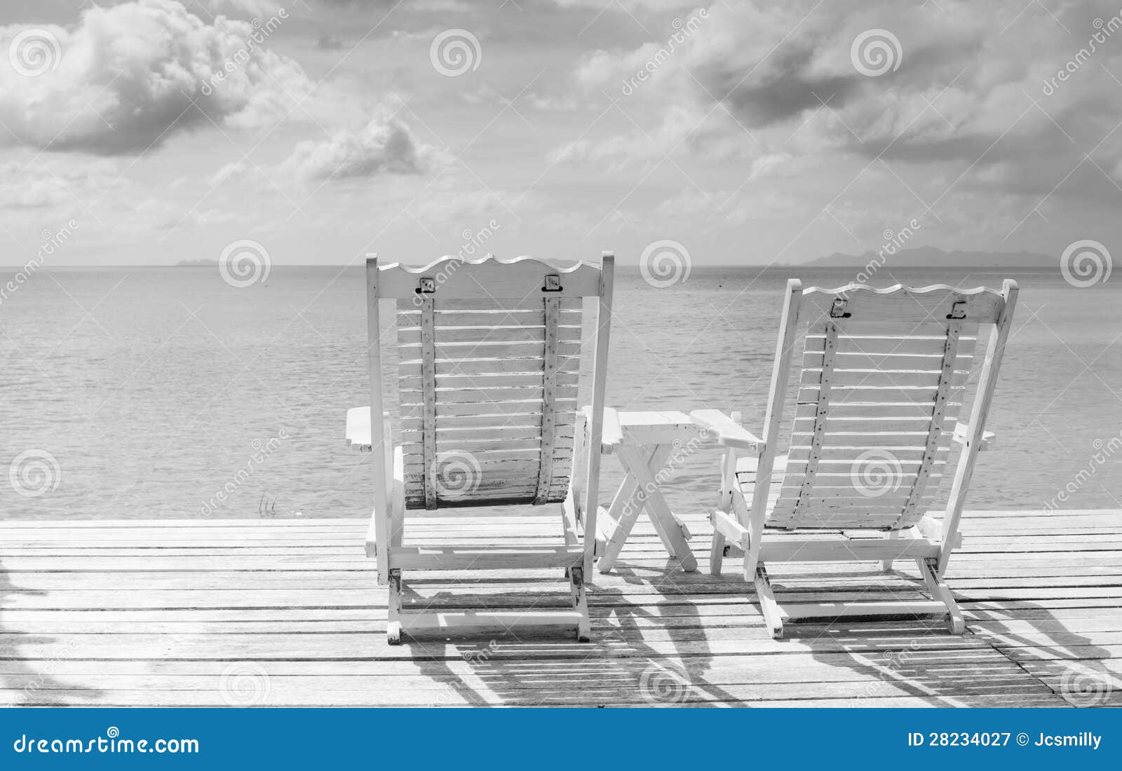 White Wood Beach Chair on Terrace Stock Image - Image of alfresco ...