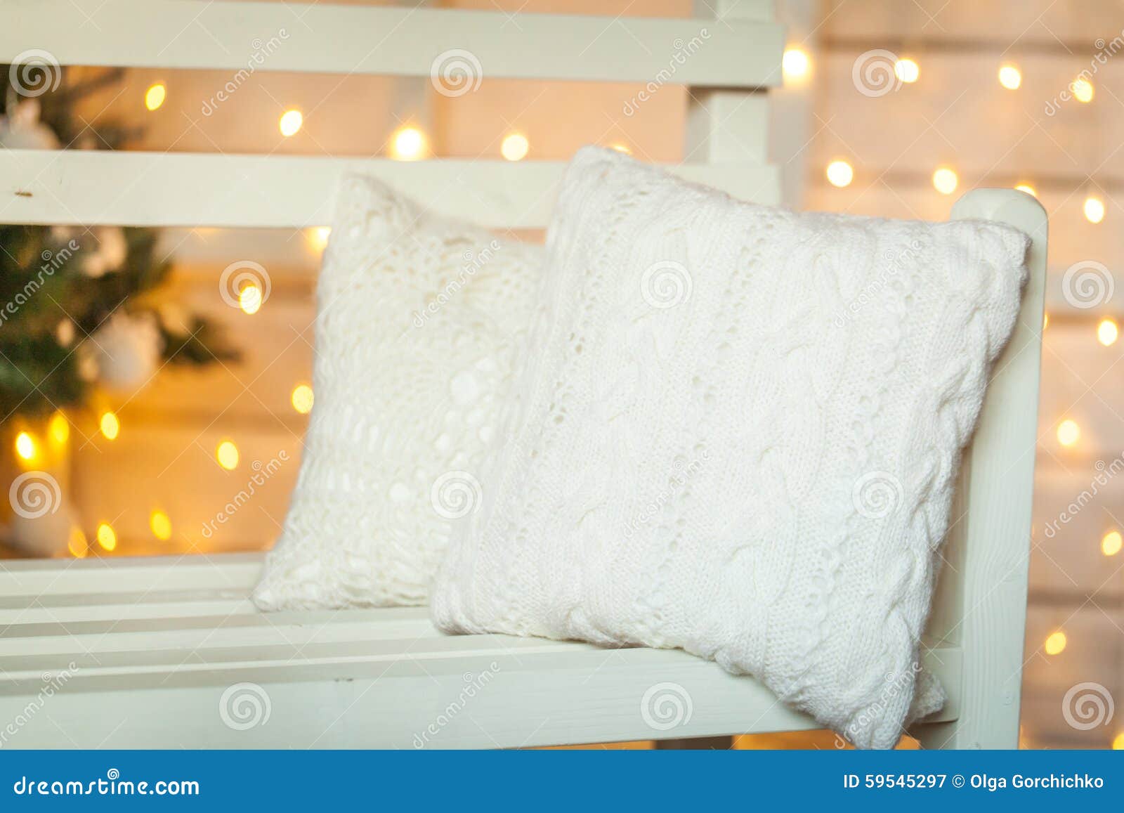 Cozy white pillows stock image. Image of golden, cozy - 59545297