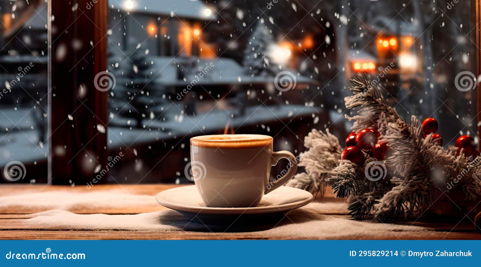 Cozy Winter Coffee Scene with Copy Space Stock Illustration ...