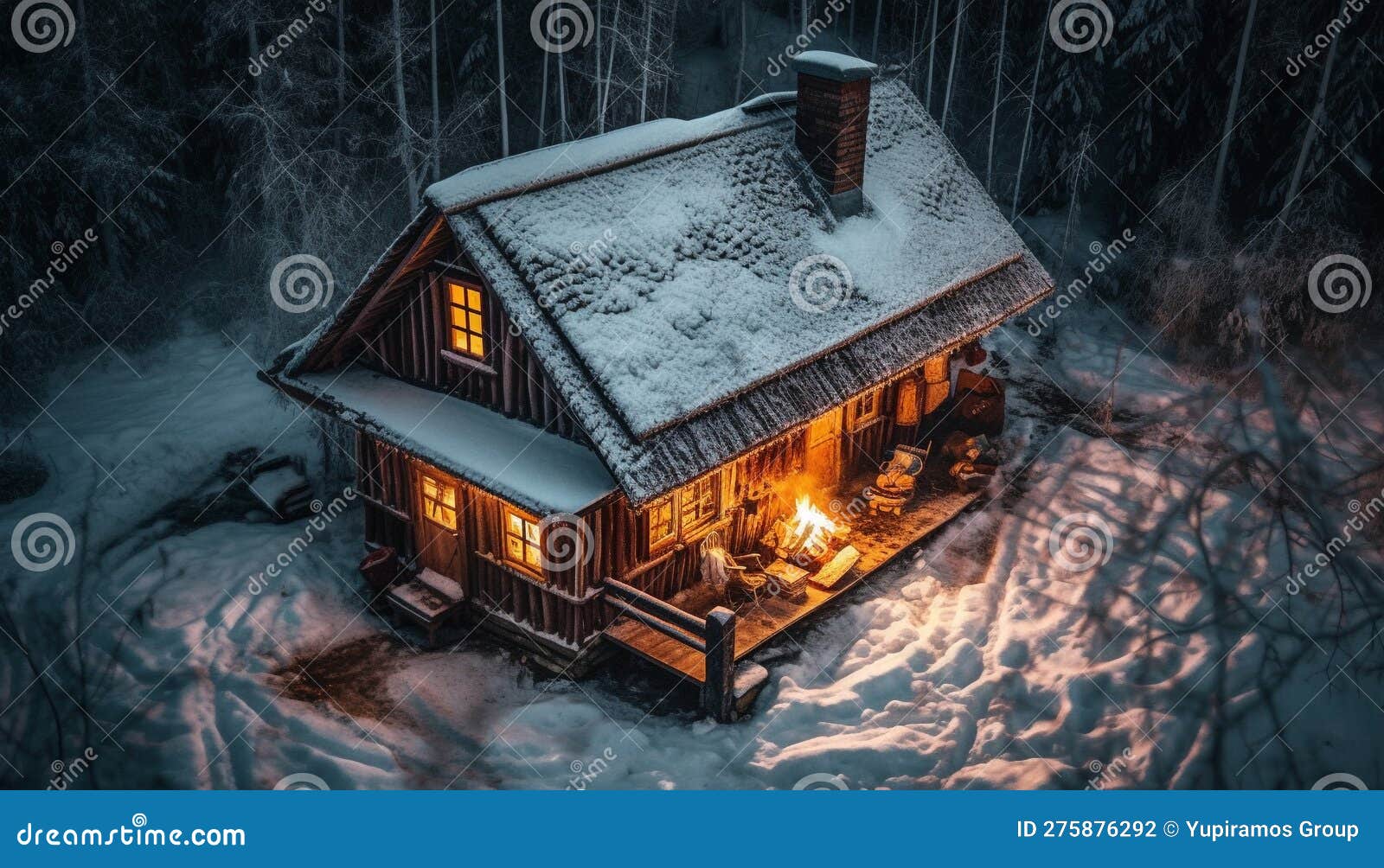 Cozy Winter Night in Rustic Log Cabin Generated by AI Stock ...