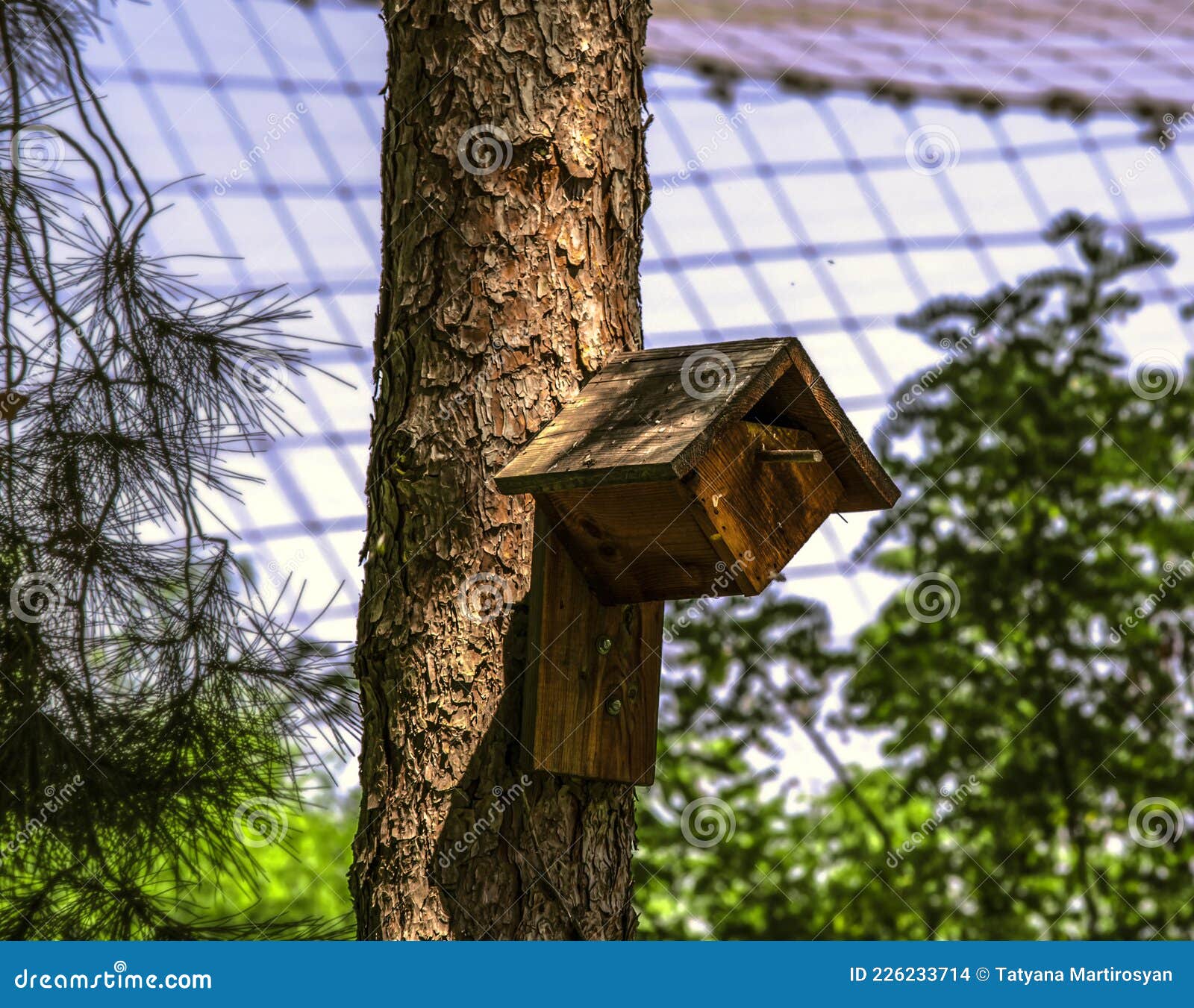 Diamond-shaped Wooden Birdhouse with a Round Exit Hole with a ...