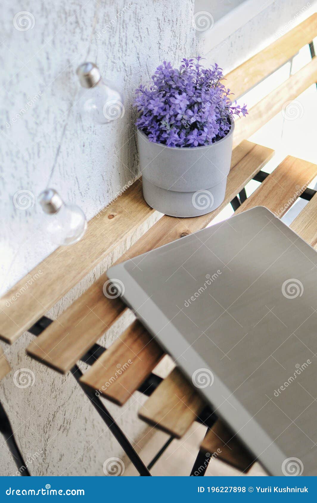 Cozy Work Place at Balcony with Nice Decoration. Remote Working Place ...