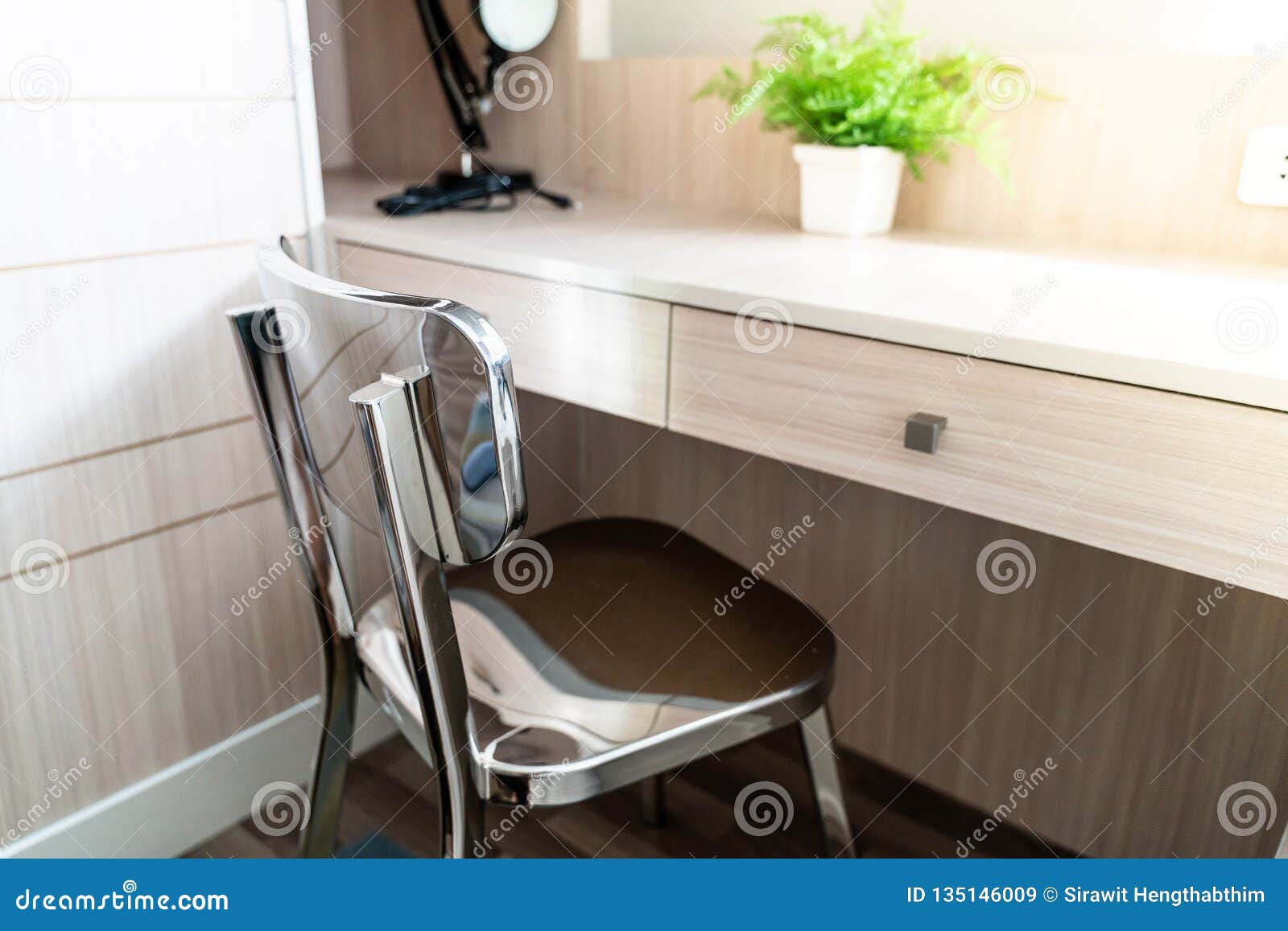 Cozy Work Space in Home with Desk Chair Stock Image - Image of house ...
