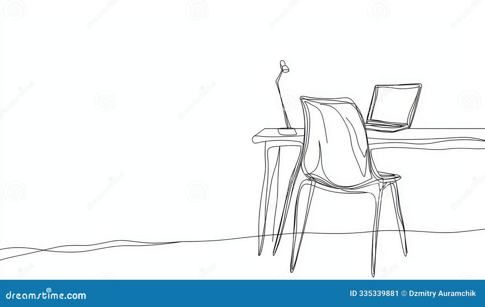 This is a Cozy Workplace for Creative Work Continuous One Line Drawing ...