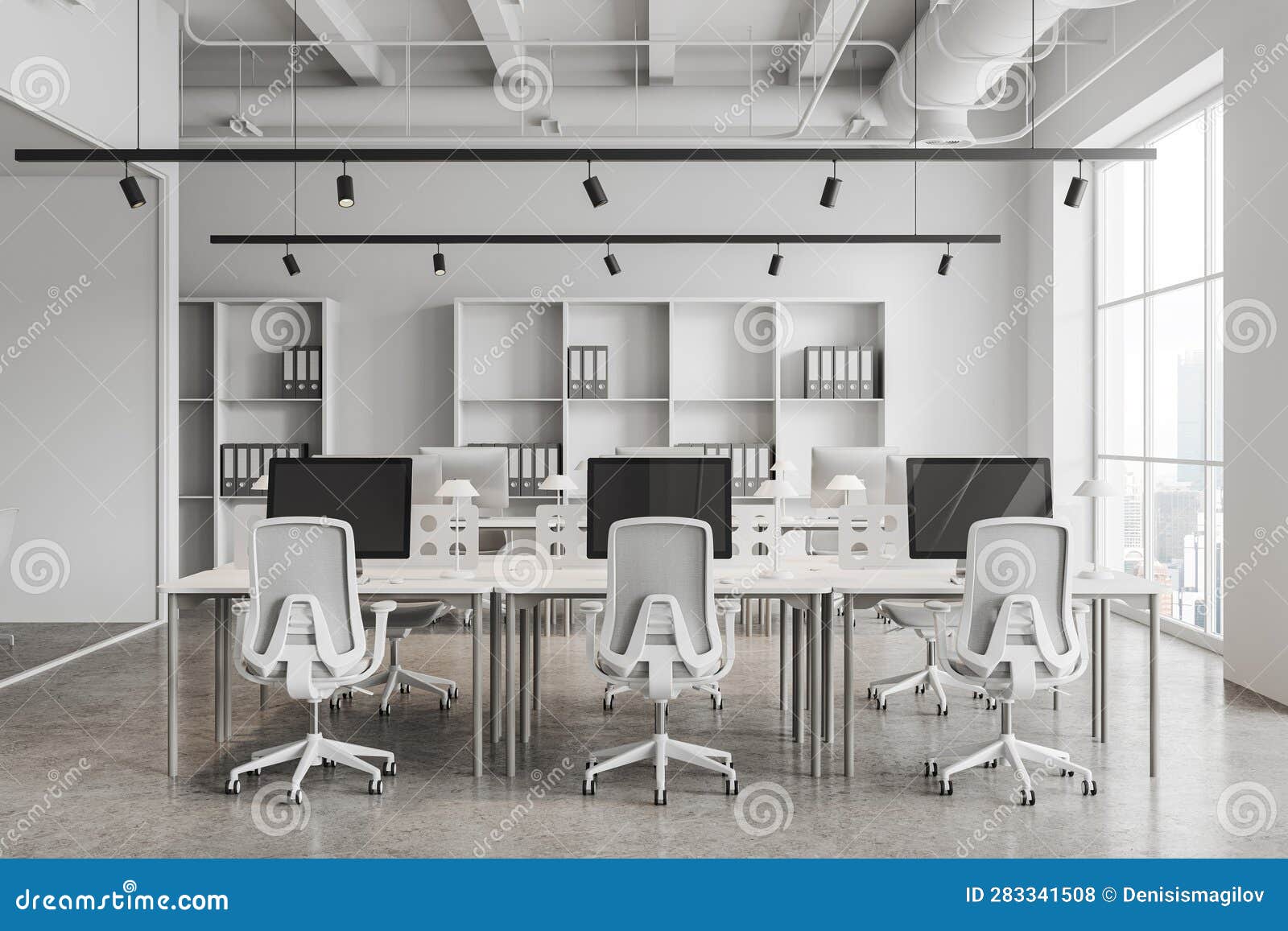 Cozy Workplace in White Office Stock Illustration - Illustration of ...