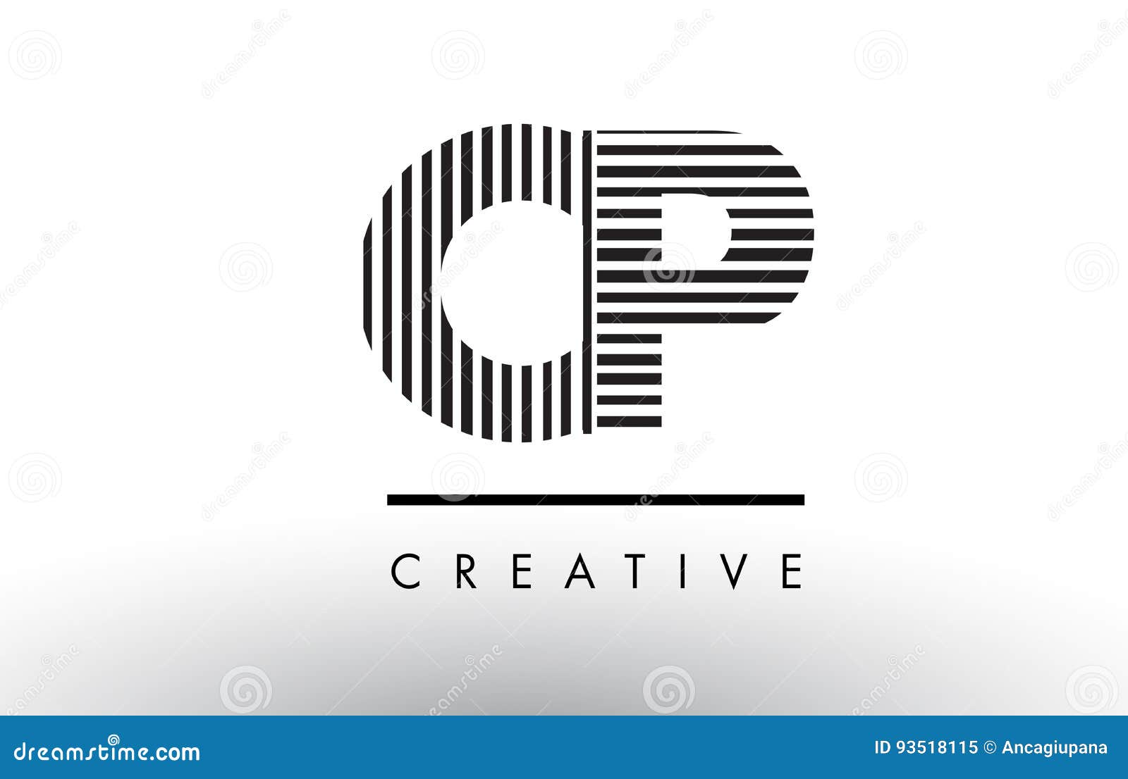 CP C P Black and White Lines Letter Logo Design. Stock Vector ...