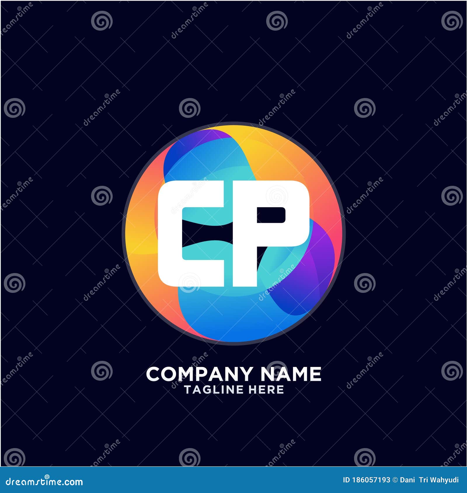 CP Initial Logo with Colorful Circle Template Vector Stock Vector ...