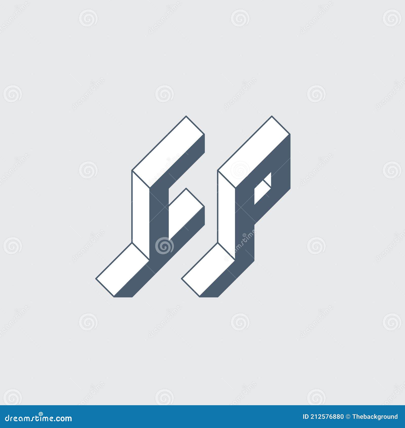 CP - 2-letter Code. C and P - Monogram or Logotype. Isometric 3d Font ...