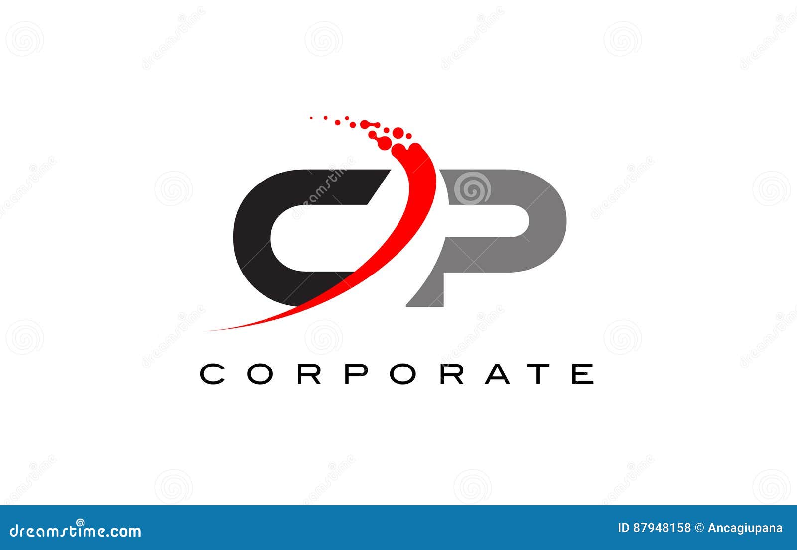 CP Modern Letter Logo Design with Swoosh Stock Illustration ...