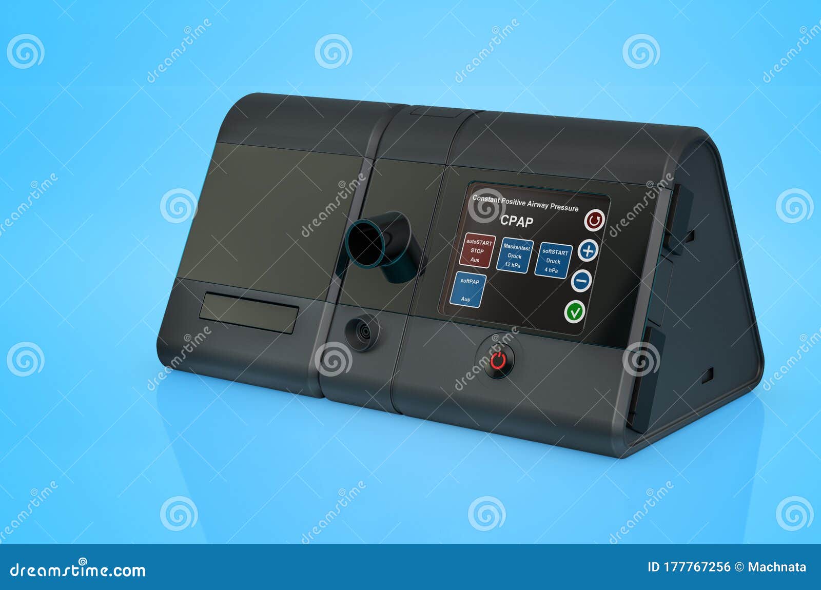 CPAP Machine on Blue Background. 3D Rendering Stock Illustration ...