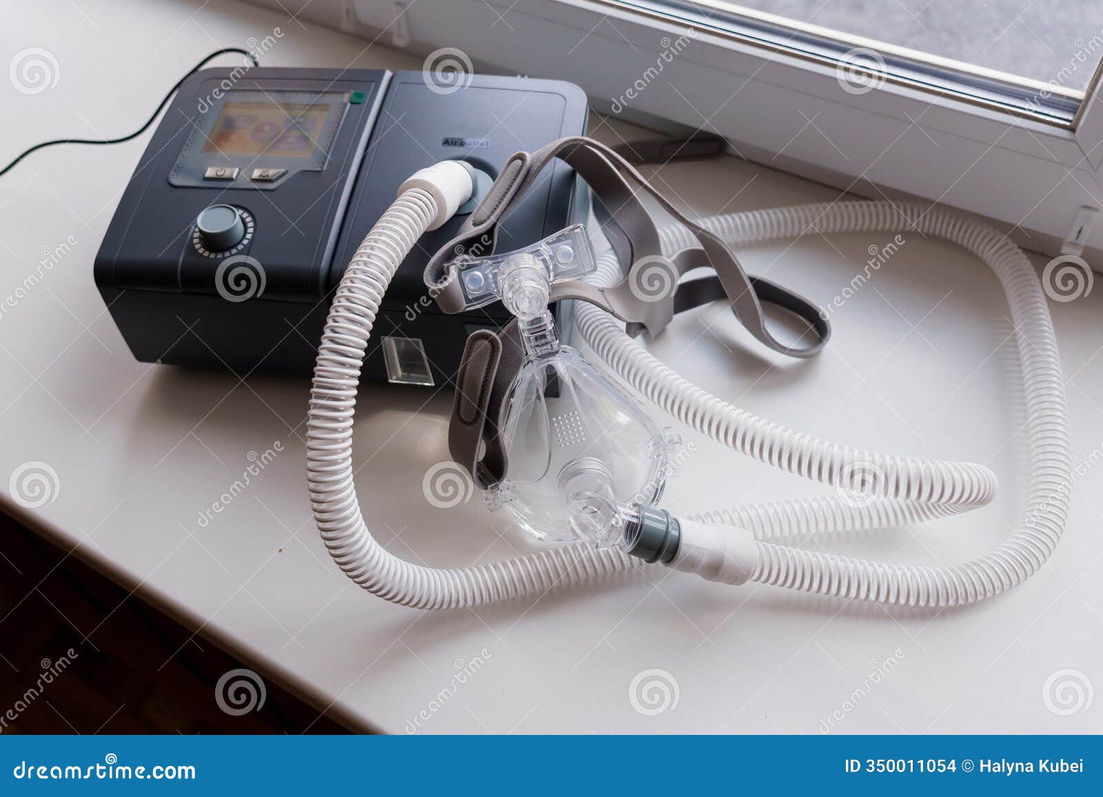 CPAP Machine Setup for Sleep Apnea Therapy Stock Photo - Image of home ...