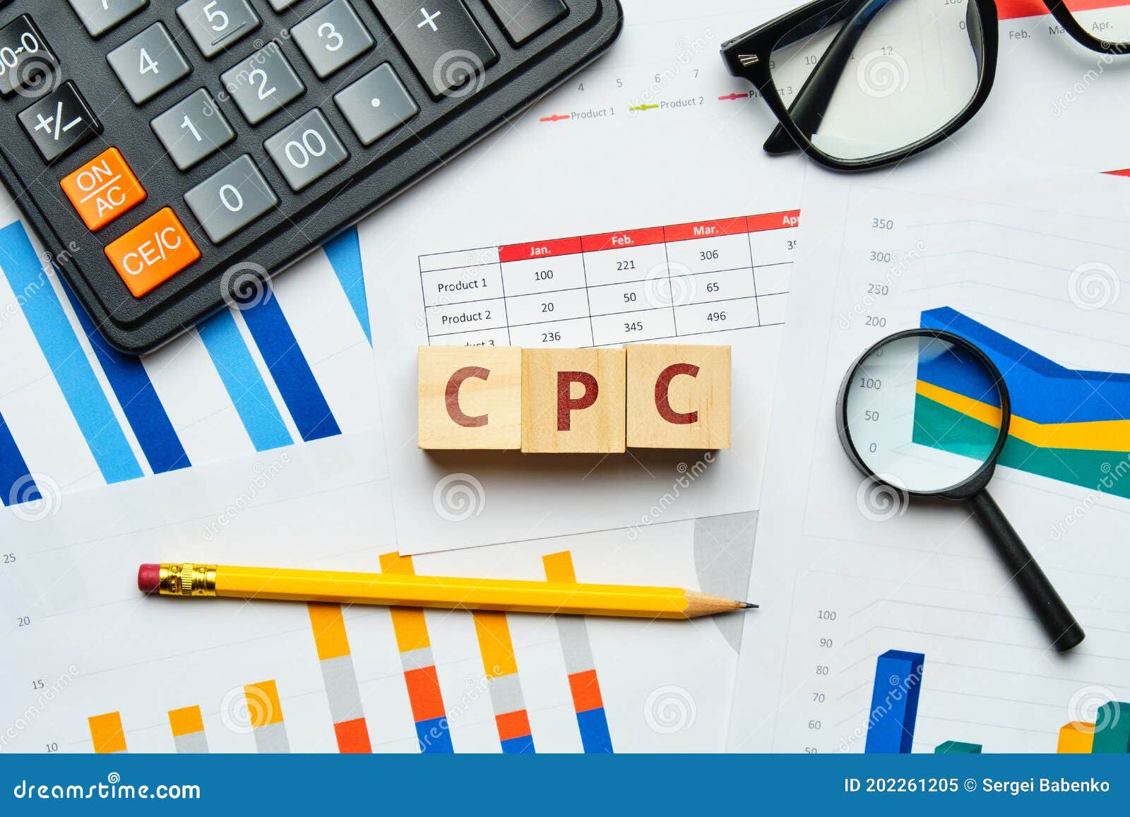 CPC Concept on Paper Charts and Reports Stock Image - Image of online ...