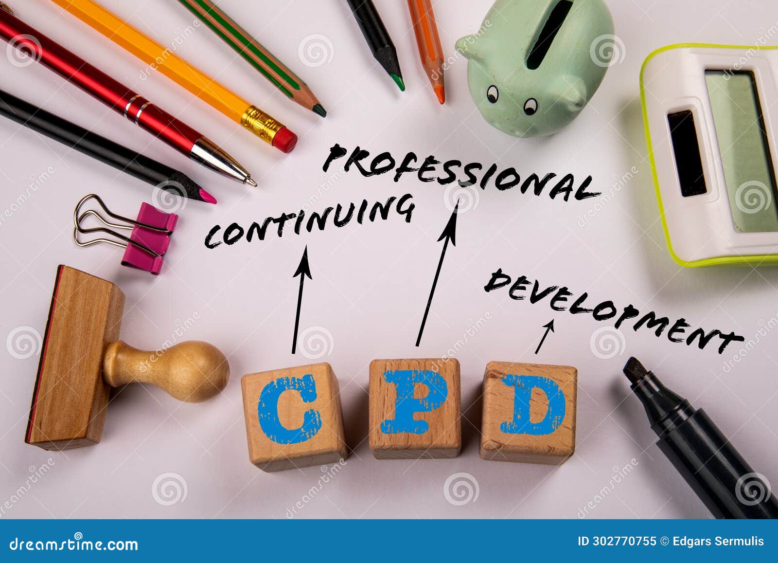 CPD - Continuing Professional Development. Wooden Blocks on a White ...