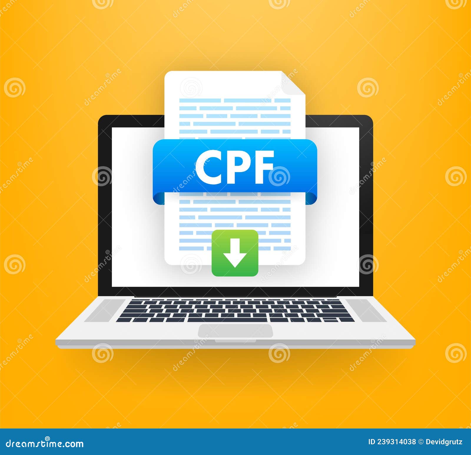 CPF File Download Flat Icon. Vector Flat Illustration. Outline Icon ...