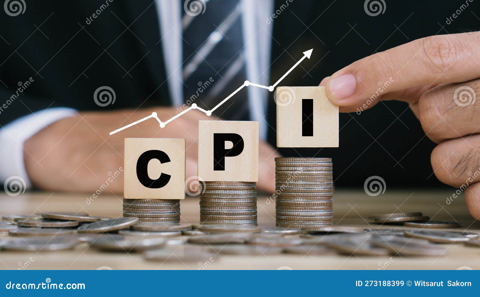 Cpi Consumer Price Index Symbol Hand Holding Wooden Block With Words