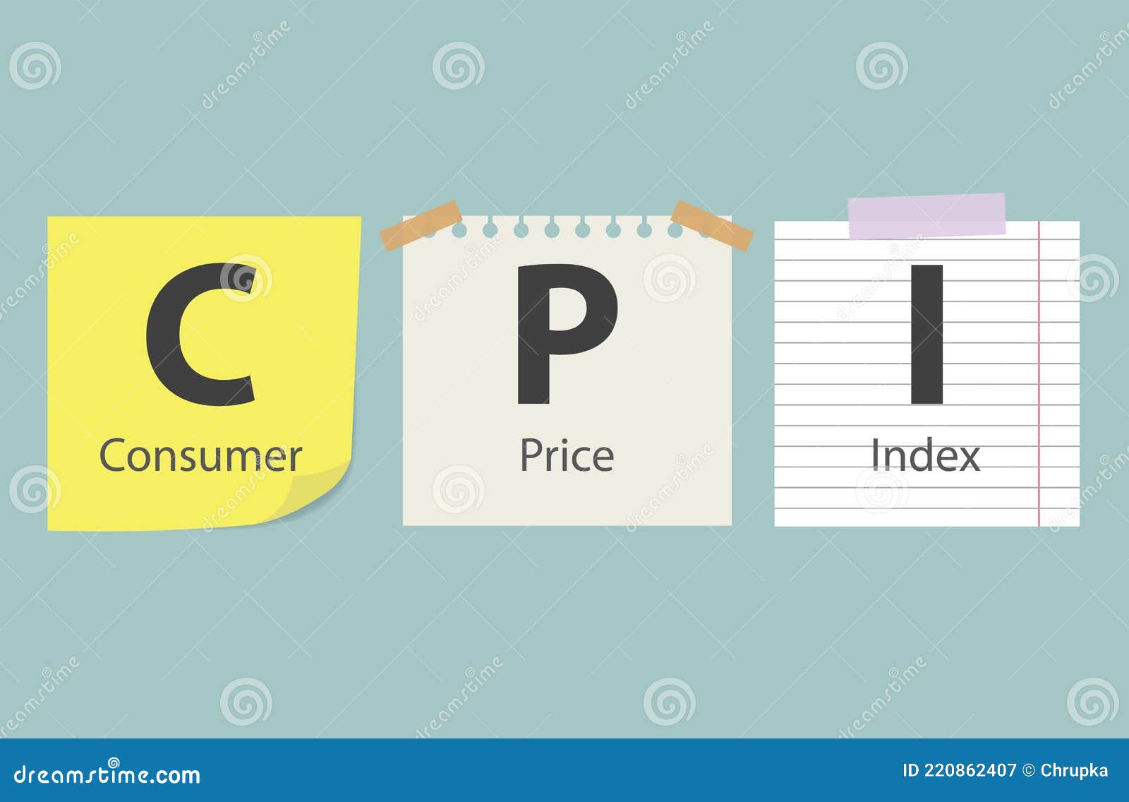 CPI Consumer Price Index Written on Memory Notes Stock Vector ...
