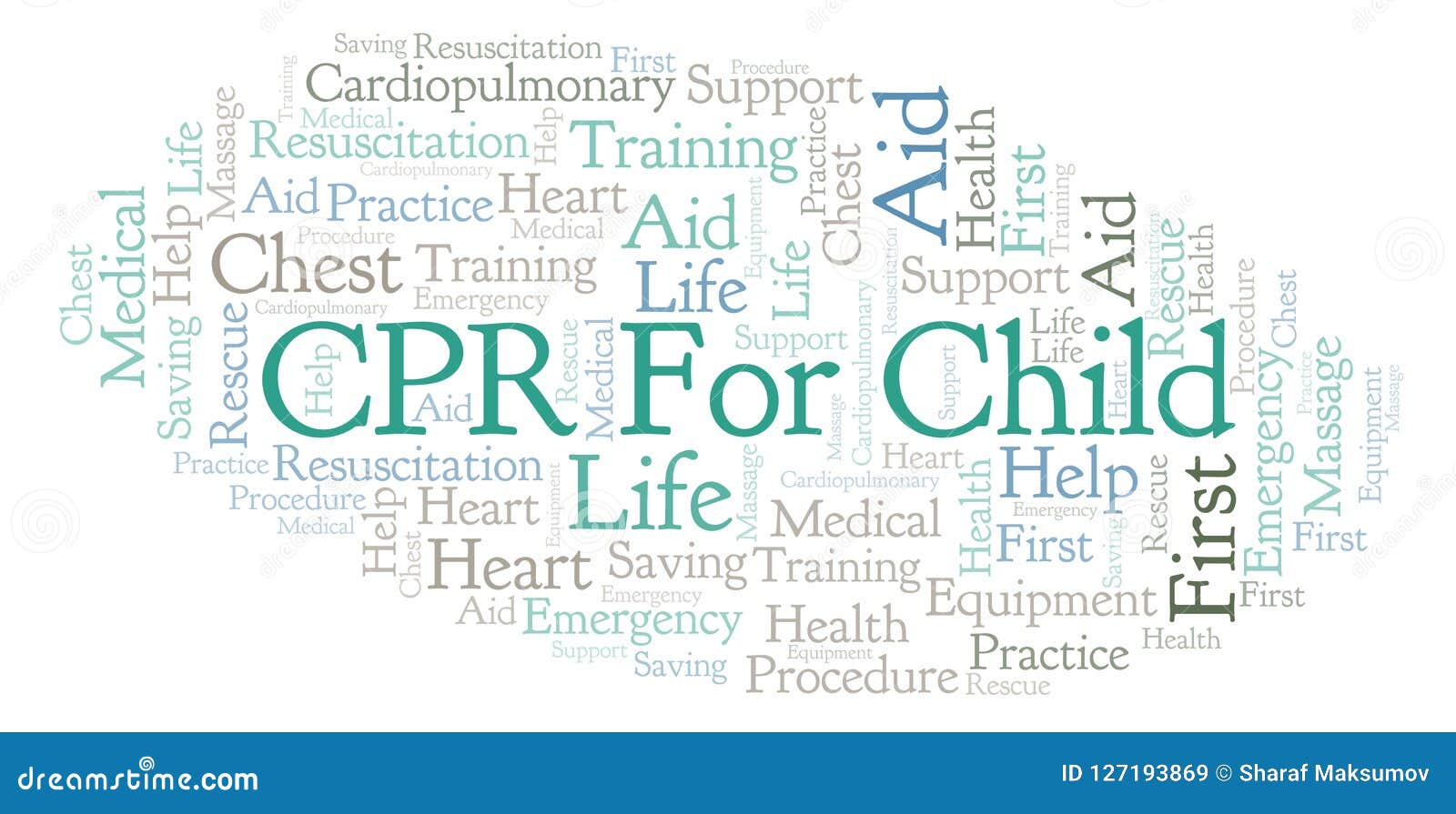 CPR for Child Word Cloud, Made with Text only. Stock Illustration ...
