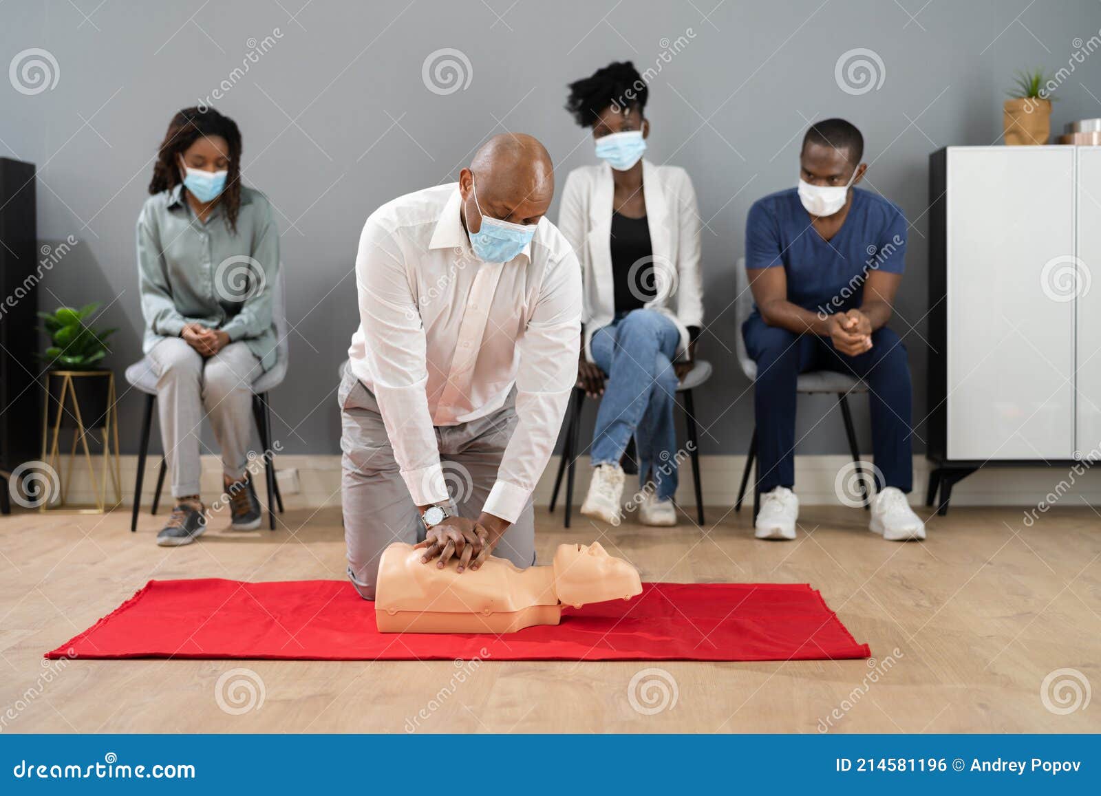CPR First Aid Training with Paramedic Instructor Stock Photo - Image of ...