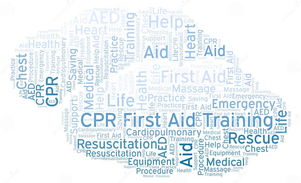 CPR First Aid Training Word Cloud, Made with Text only. Stock ...