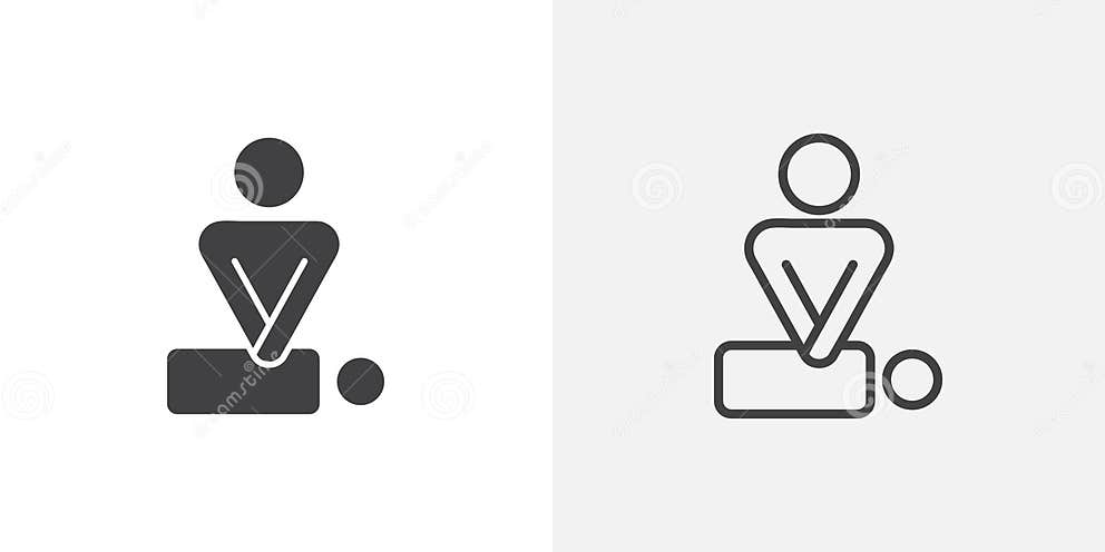 CPR Thin Line Vector Icon Set Stock Vector - Illustration of black ...