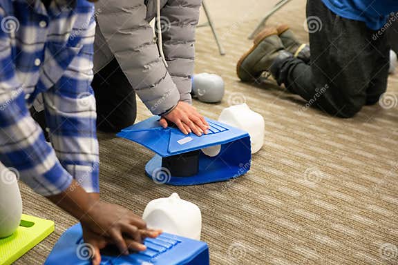 CPR Training Class by Security Guard in Office Stock Image - Image of ...