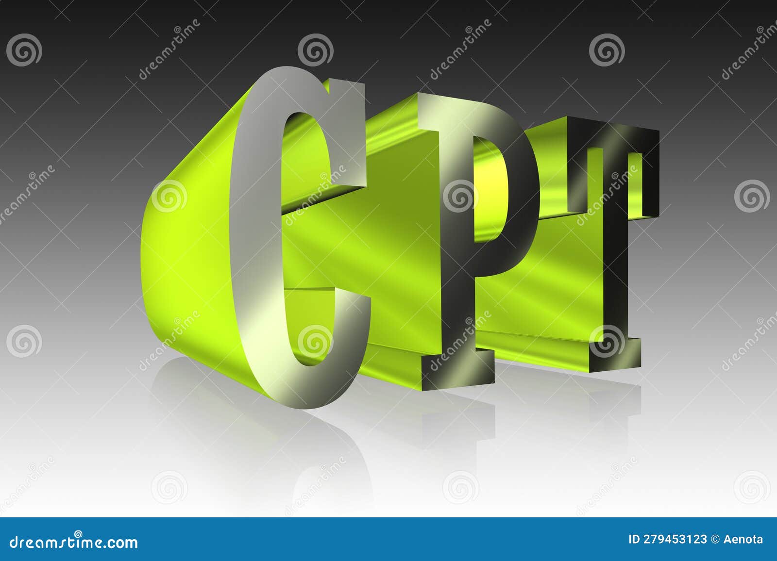 CPT Lettering - 3D Illustration Stock Illustration - Illustration of ...