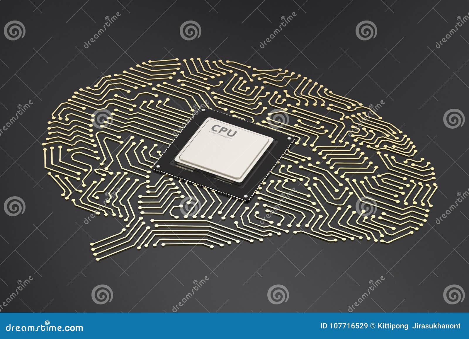 Cpu ai brain stock illustration. Illustration of hardware - 107716529