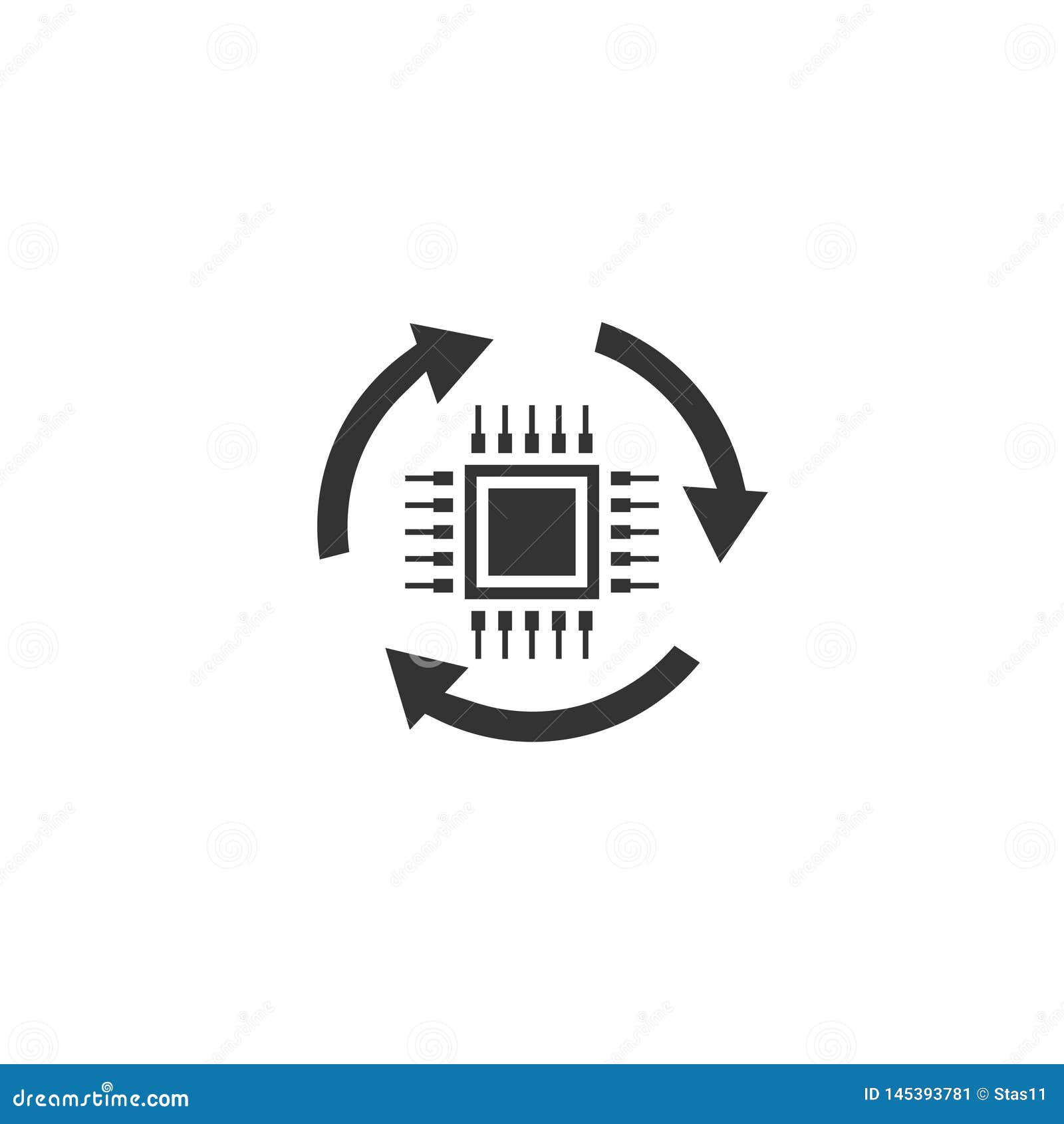 CPU with Arrow Icon in Simple Design. Vector Illustration Stock Vector ...