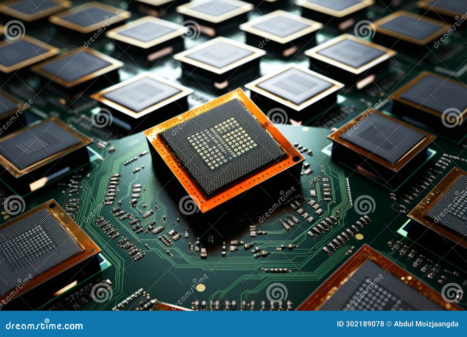 CPU Assembly Array of Central Processor Units on Isolated Backdrop Stock Illustration ...
