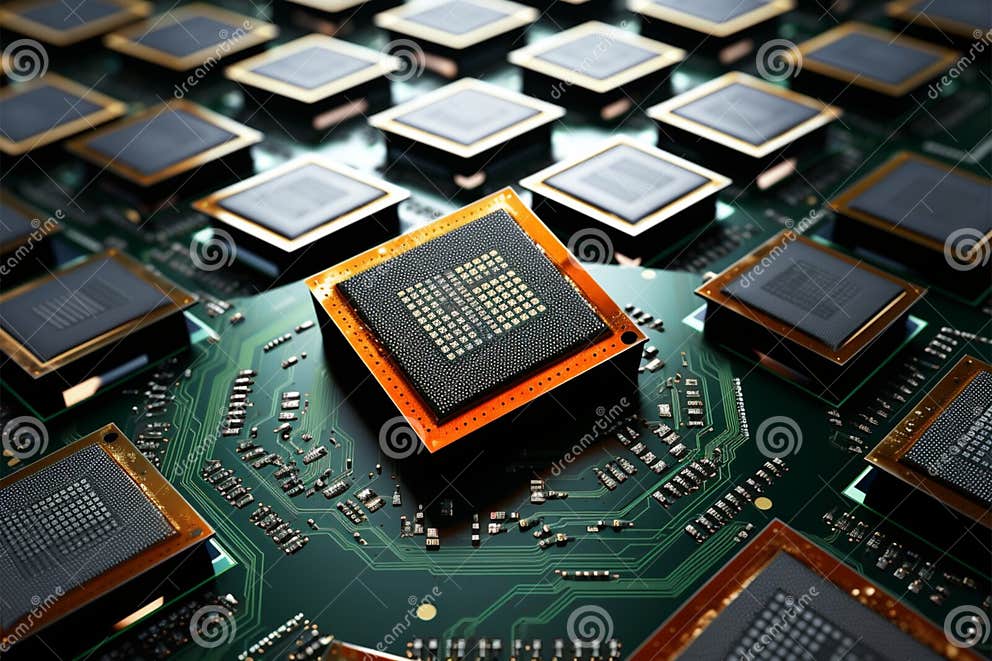 CPU Assembly Array of Central Processor Units on Isolated Backdrop ...