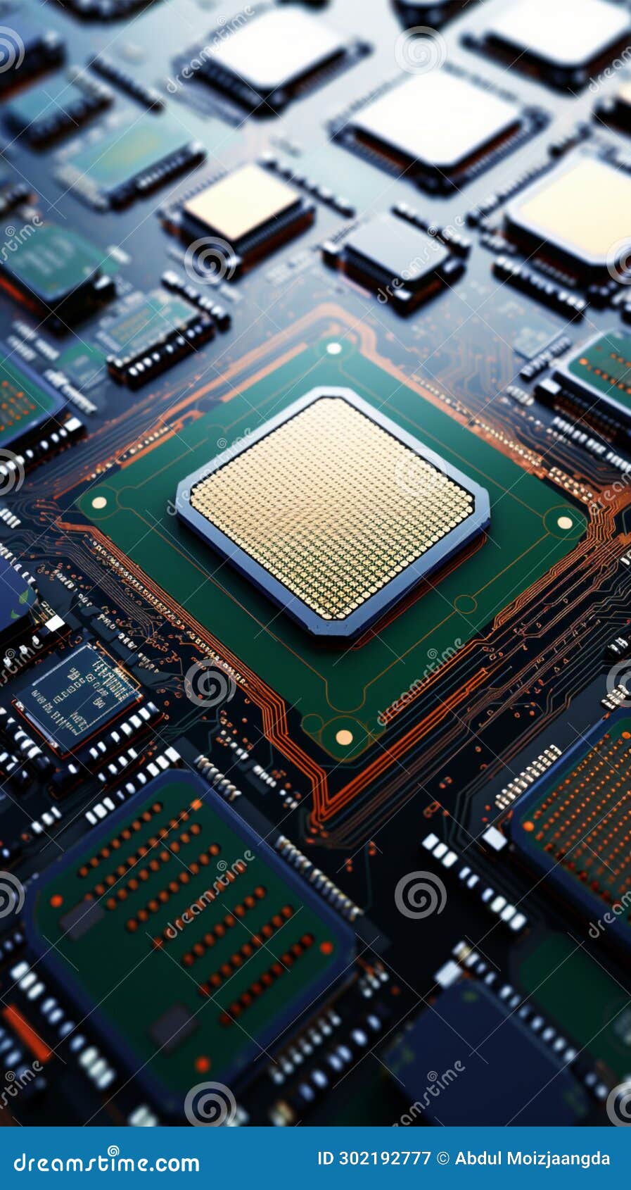 CPU Assembly Array of Central Processor Units on Isolated Backdrop Stock Illustration ...