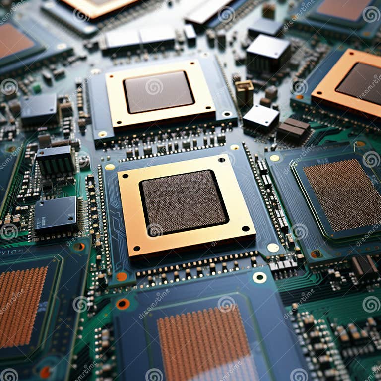 CPU Assembly Array of Central Processor Units on Isolated Backdrop Stock Illustration ...