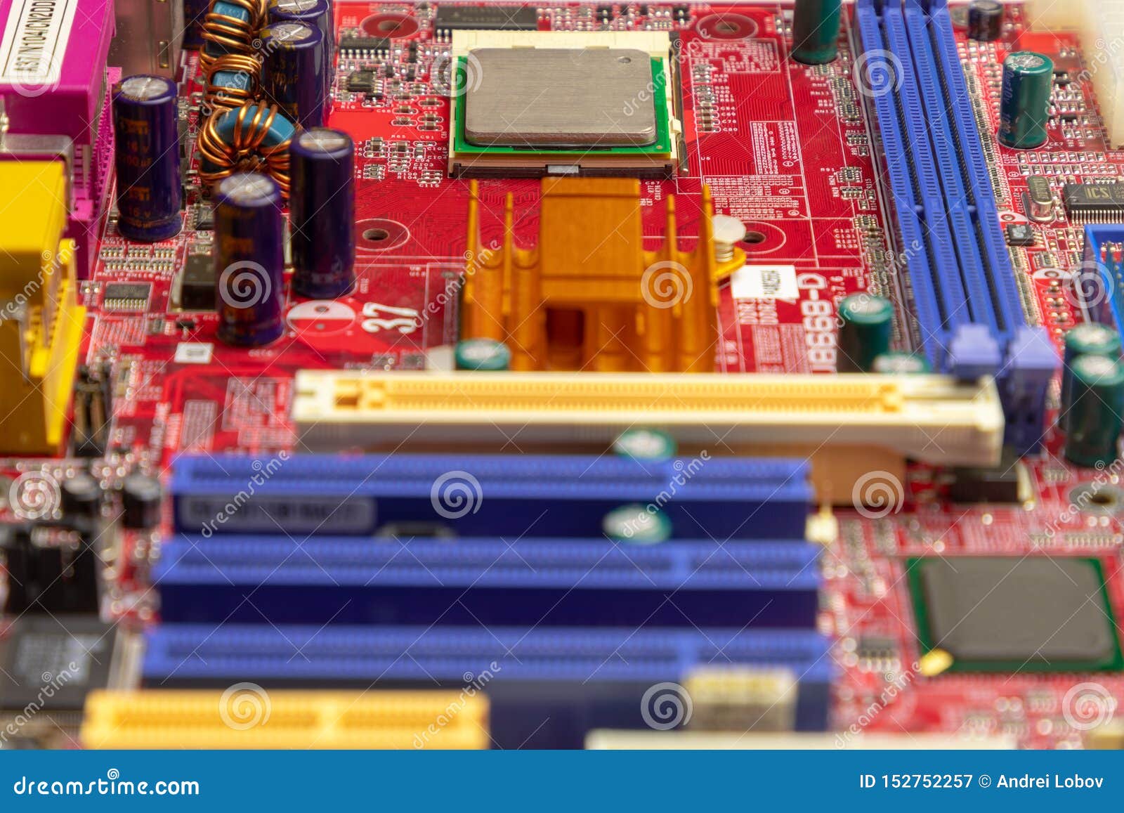 CPU auf Motherboard stockbild. Bild von computer, teil - 152752257
